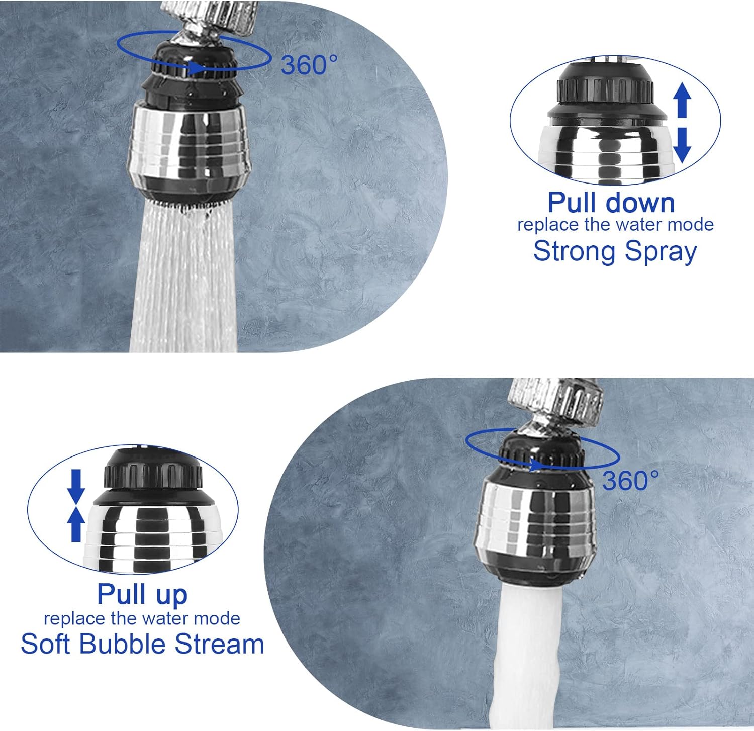 VIPMOON Kitchen Faucet Aerators,2 Pack 360 Swivel Kitchen Sink Faucet ...