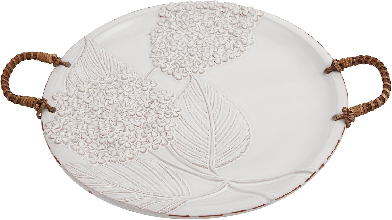 Amazon.com | Mud Pie Hydrangea Round Serving Platter Terracotta, White ...