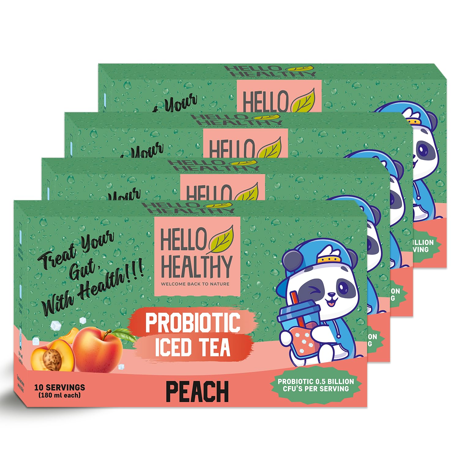 Hello Healthy Peach Flavour Probiotic Iced Tea Pack Of 40 Sachet (180 ...