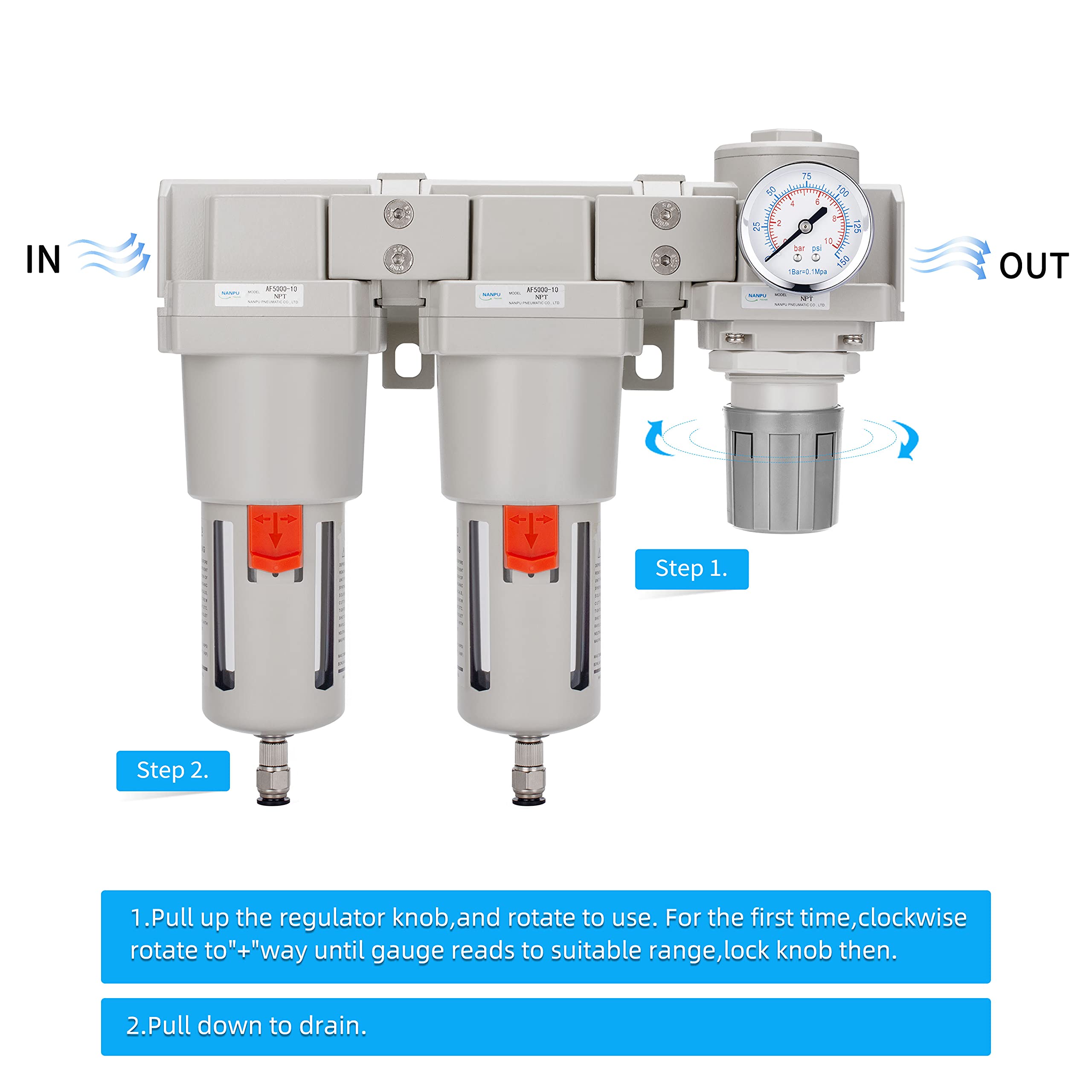 Snapklik.com : NANPU 1" NPT Air Drying System - Double Air Filters