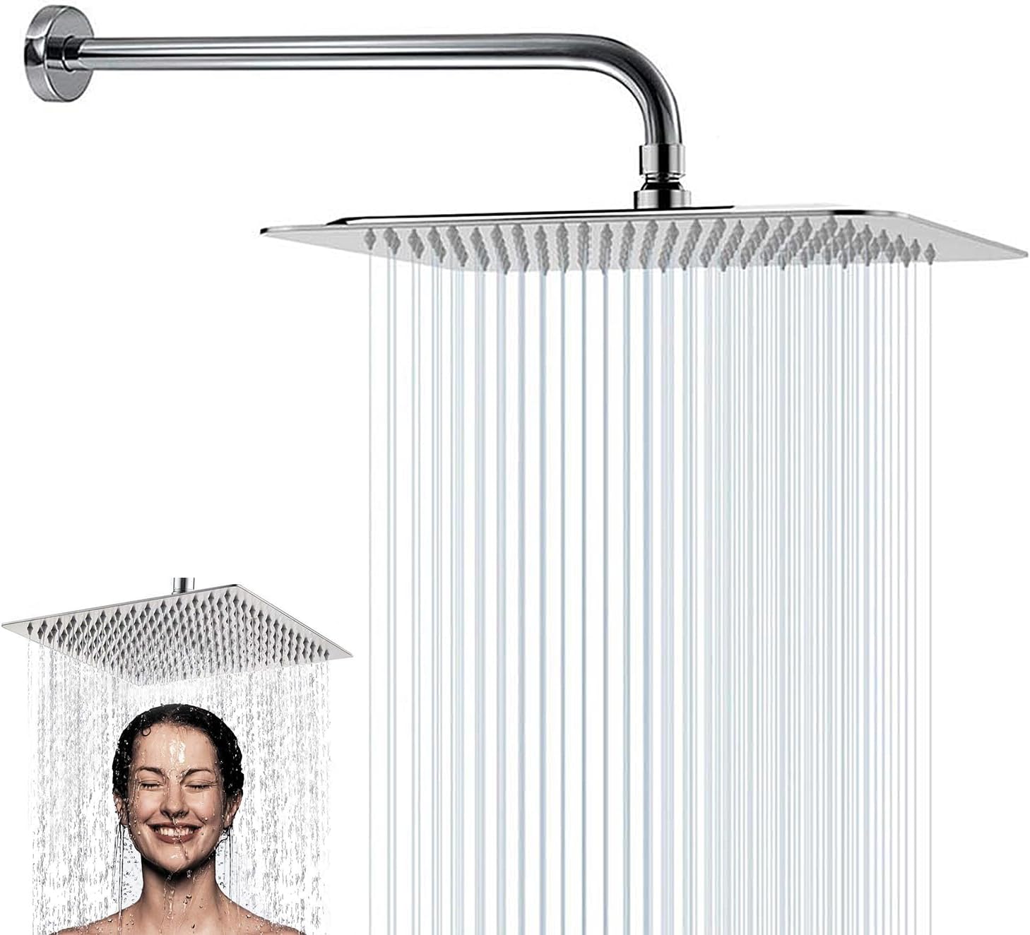 Regadera de Lujo Tipo Lluvia de Acero Inoxidable, Incluye Tubo de 30 cm ...