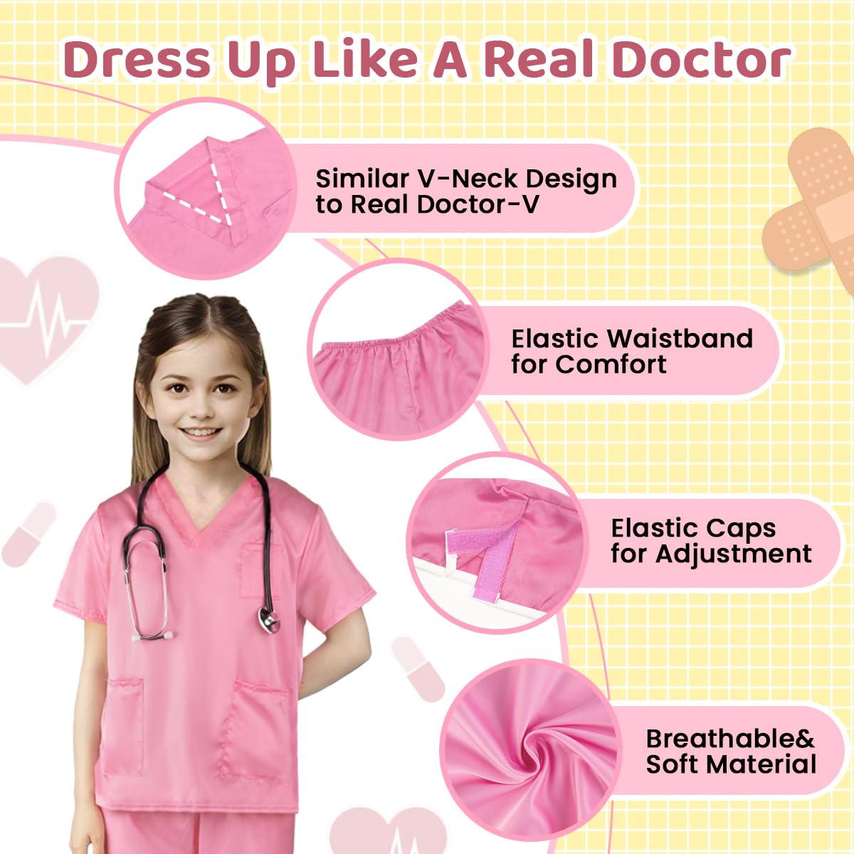 Snapklik.com : Kids Scrubs For Girls Boys, Doctor Costume For Kids ...