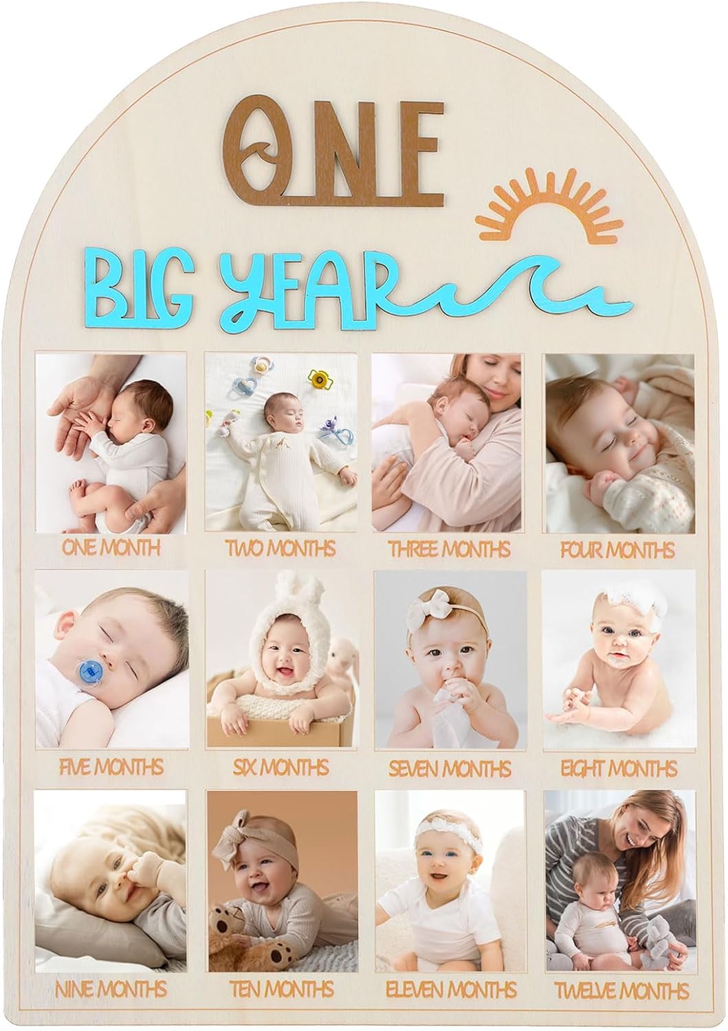 Amazon.com: My First Year Photo Board, Wood 12 Month Milestone Baby ...