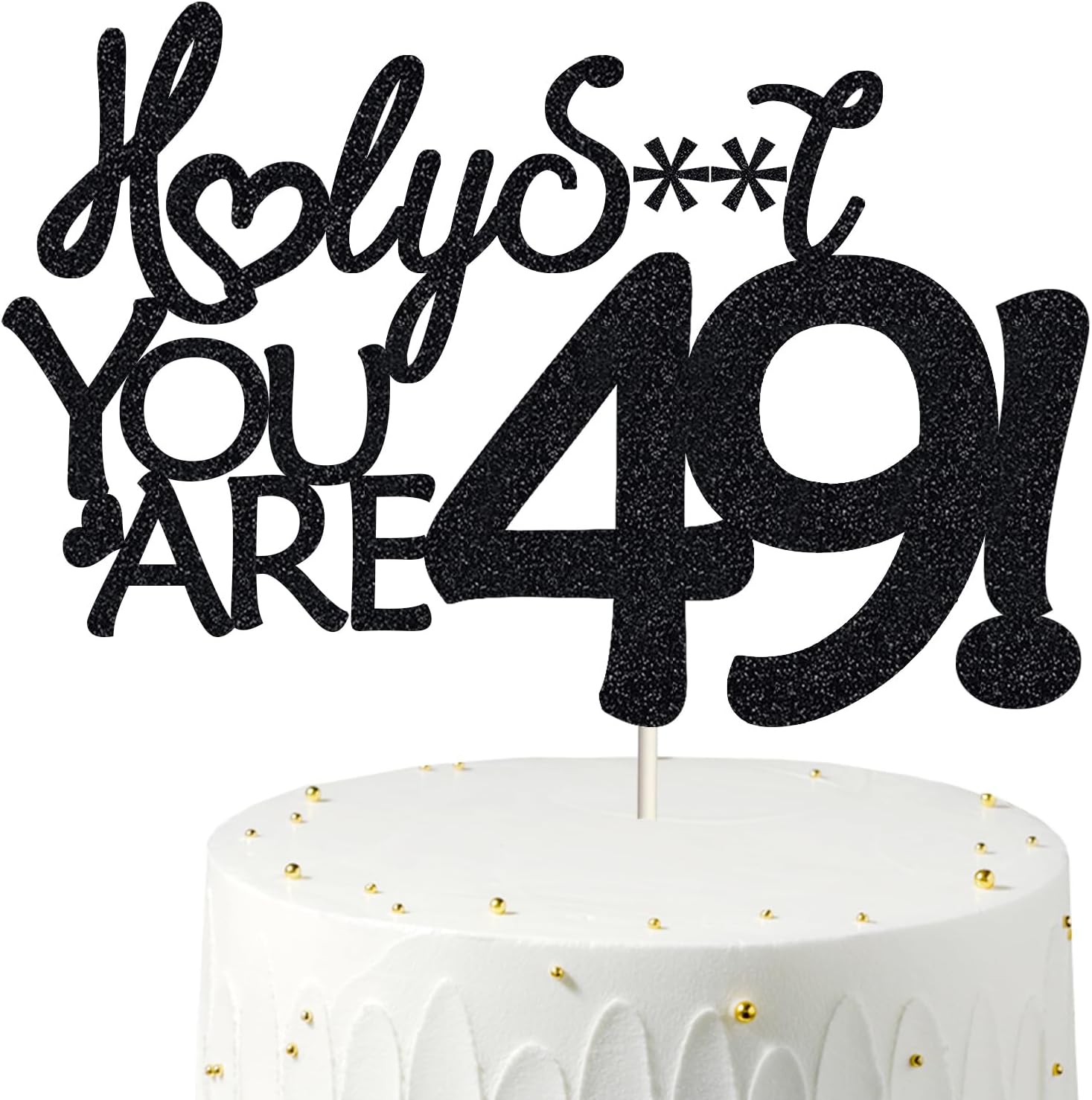 Amazon.com: 49 Birthday Cake Toppers-Black Glitter, Funny 49th Cake ...