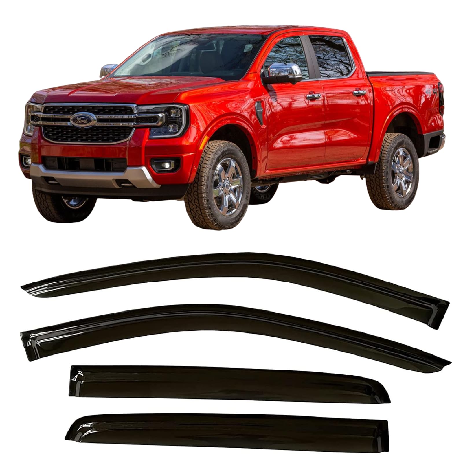 Amazon.com: 2024-2025 Tape-On Side Window Visor Deflectors Rain Guards ...