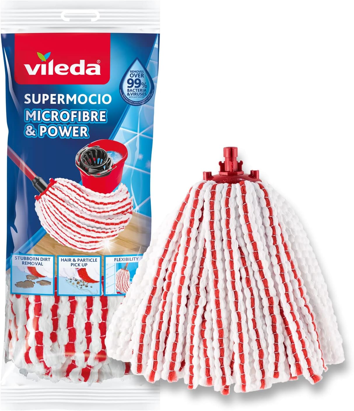 Vileda Turbo Sistema lavapavimenti rotante con secchio e pedale, Manico ...