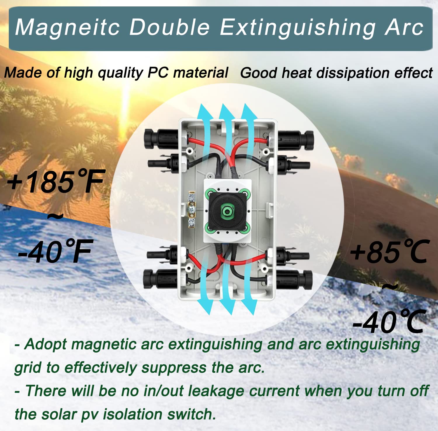 KarlKers IP66 Solar PV DC Quick Disconnect Switch 64 Amp, 1000V Solar ...