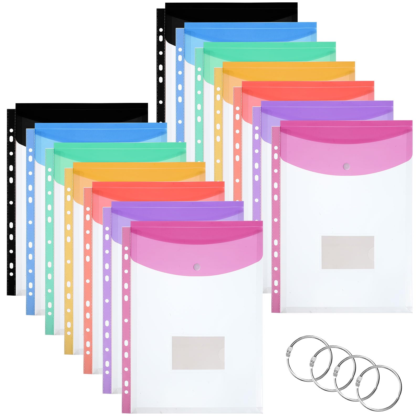 Plastic Wallets A4 Punched Pockets, 14 Pack Expandable Plastic Folders ...