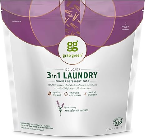 Amazon.com: Grab Green 3-in-1 Laundry Detergent Pods, 132 Count ...