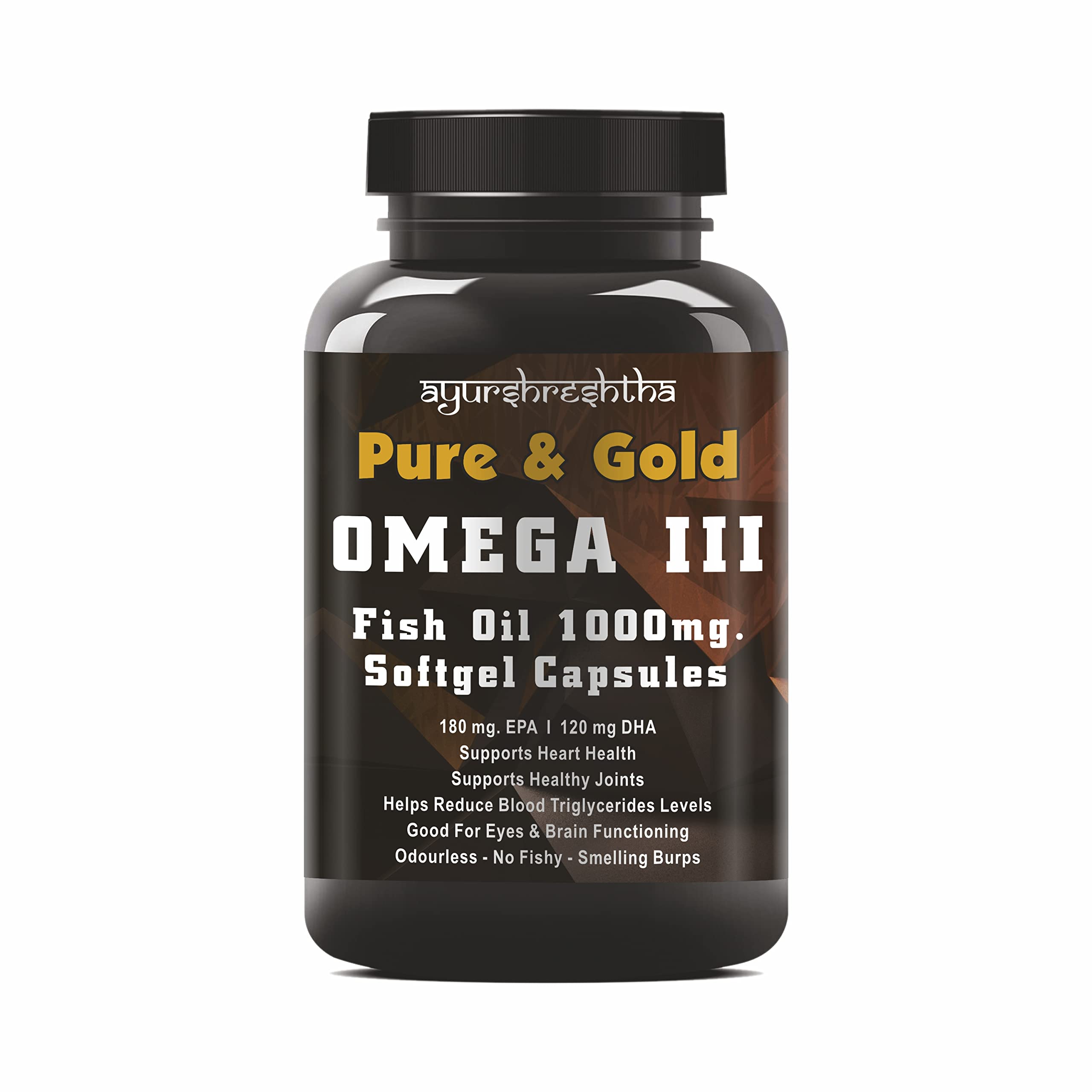 Ayurshreshtha Pure & Gold Omega III Fish oil 1000mg softgel capsules ...