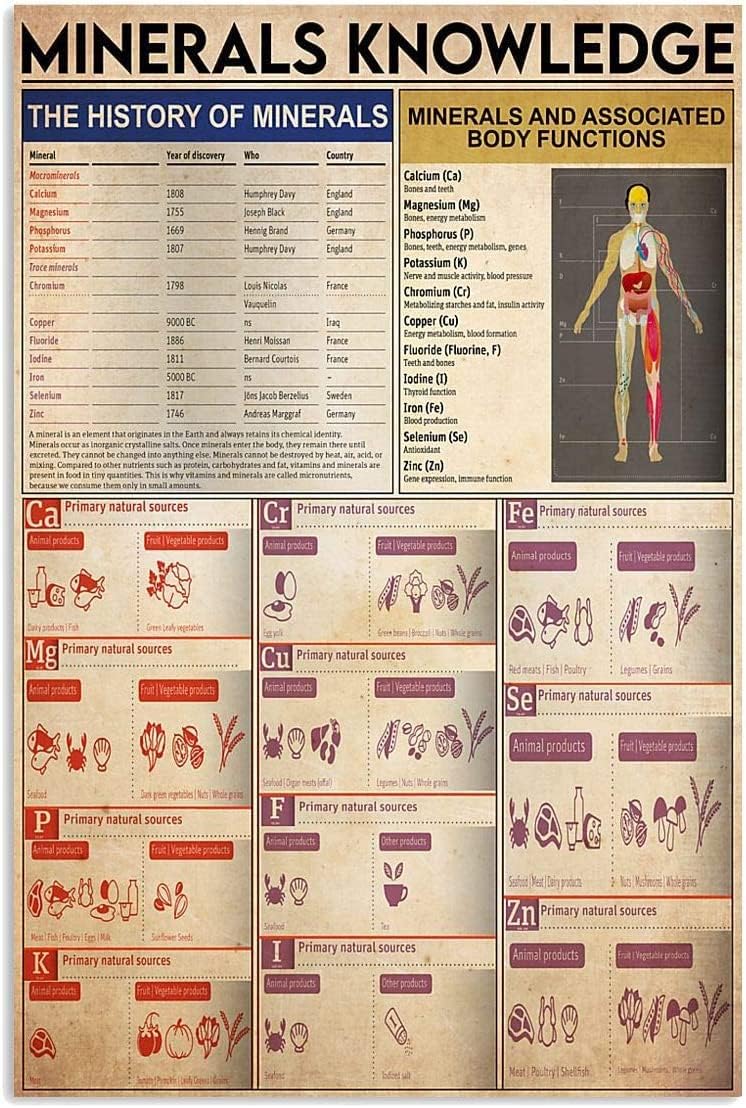 Minerals Knowledge Metal Tin Signs The History Of Minerals Posters ...