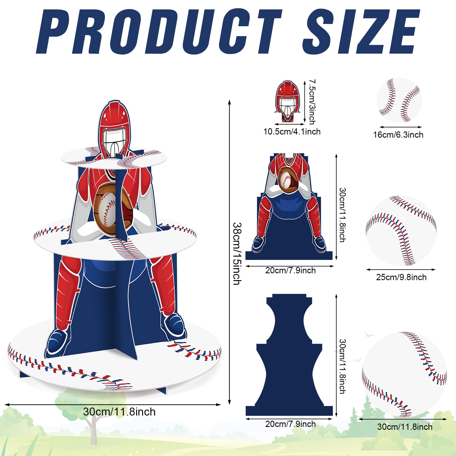 Snapklik.com : Baseball Cupcake Stand Party Decorations 3 Tier Baseball ...