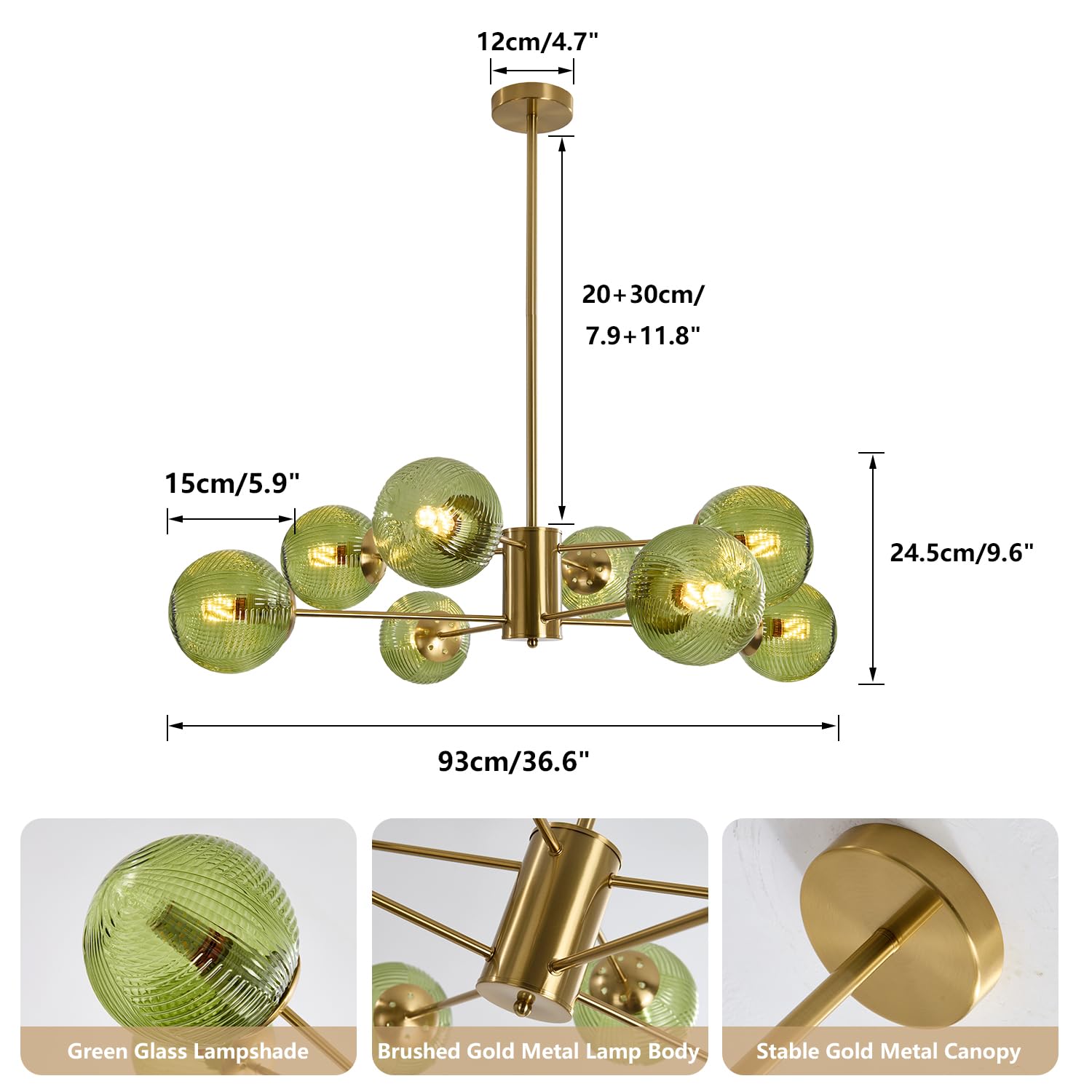 Snapklik.com : Lighting Mid Century Modern 8 Light Chandelier Gold ...
