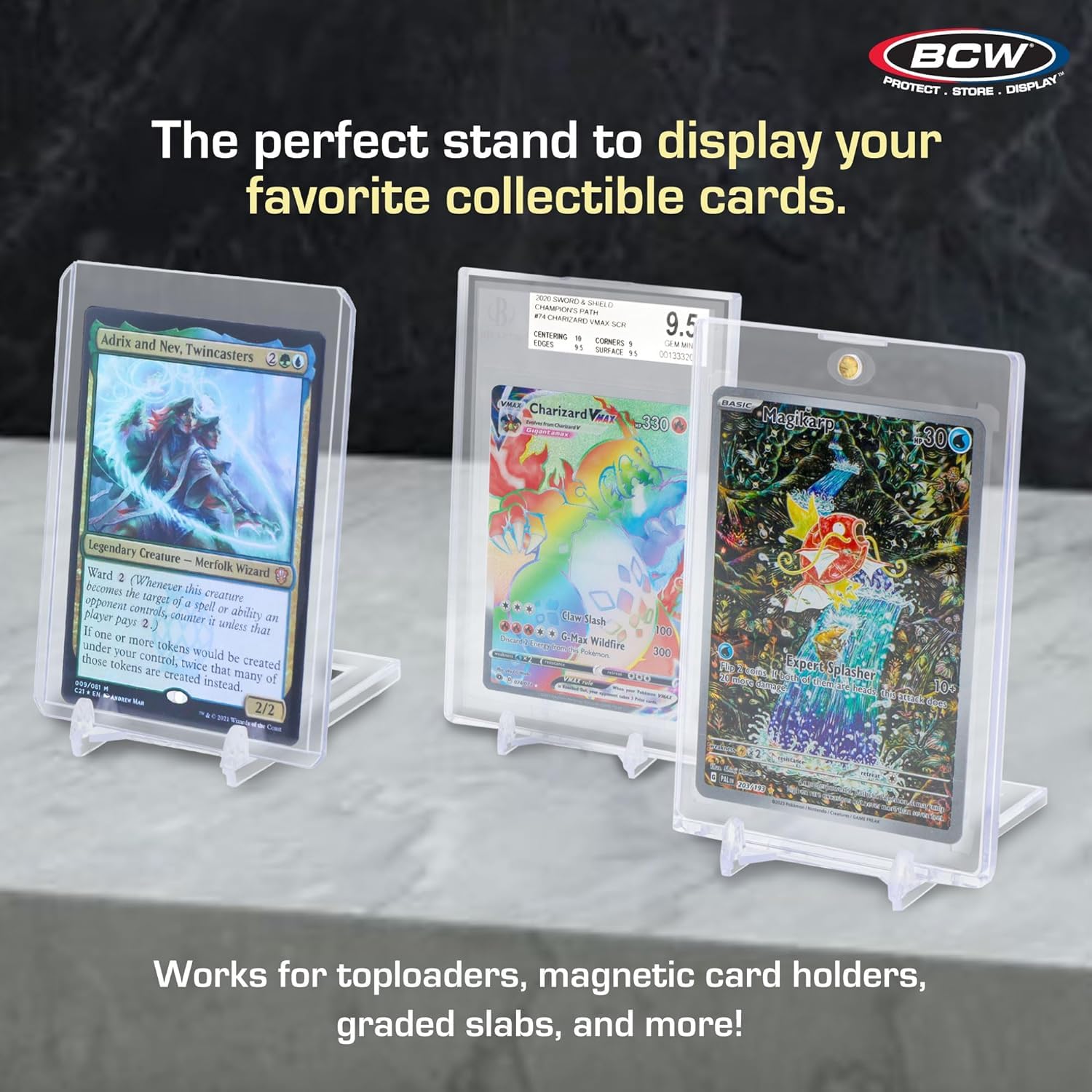 Snapklik.com : BCW 2-Piece Card Display Stands Showcase Top Loaders ...