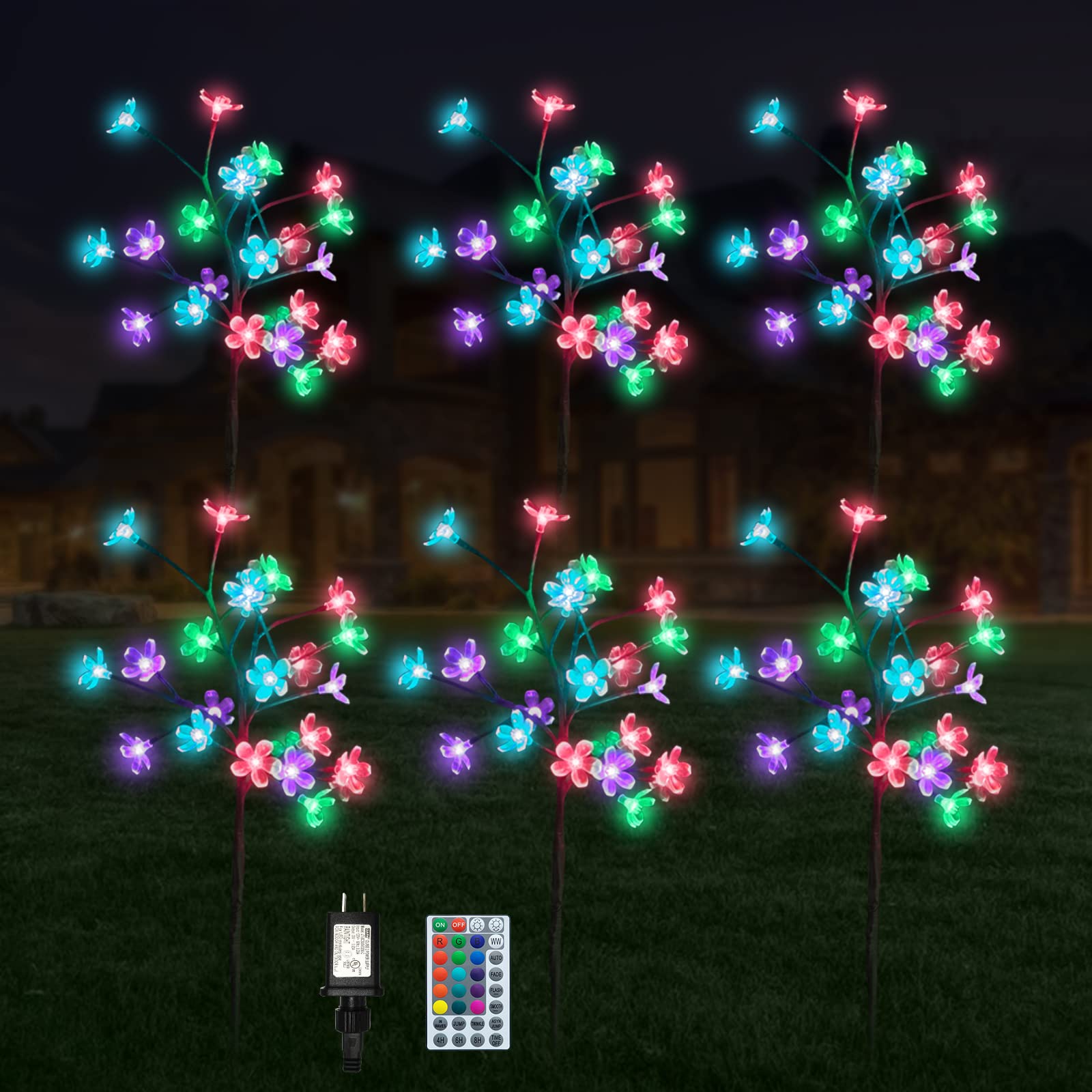 IJG 6 Pack RGB Garden Lights Outdoor Decoration with Remote, 16 Colors ...