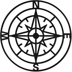Amazon.com: CREATCABIN Wood Compass Wall Decor Sign Nautical Compass ...