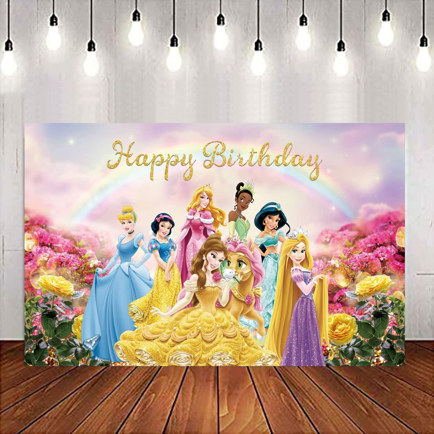 Amazon.com : huanledaishu 5x3ft Princess Happy Birthday Backdrop ...