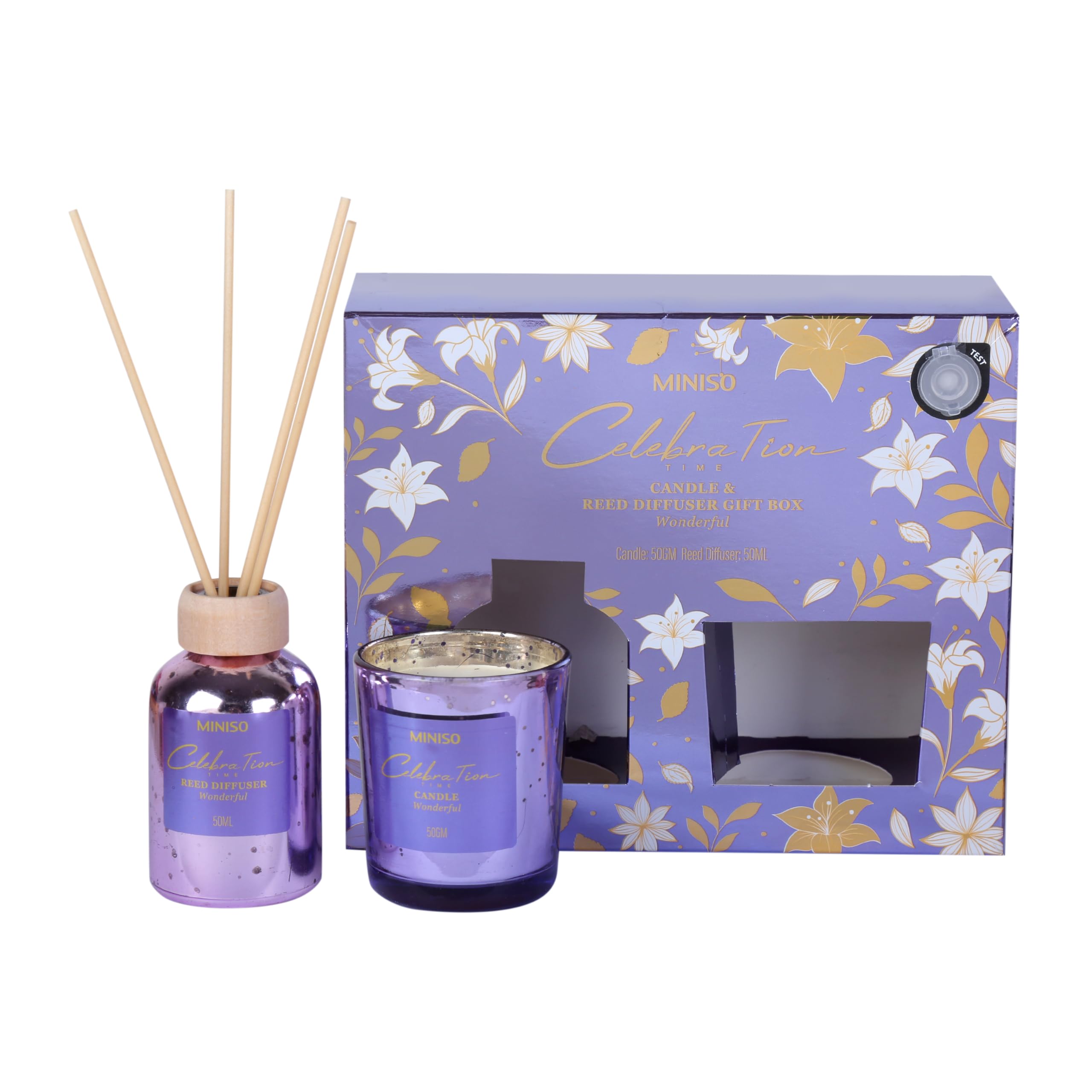 MINISO Celebration Time Scented Candle and Reed Diffuser Gift Box for ...