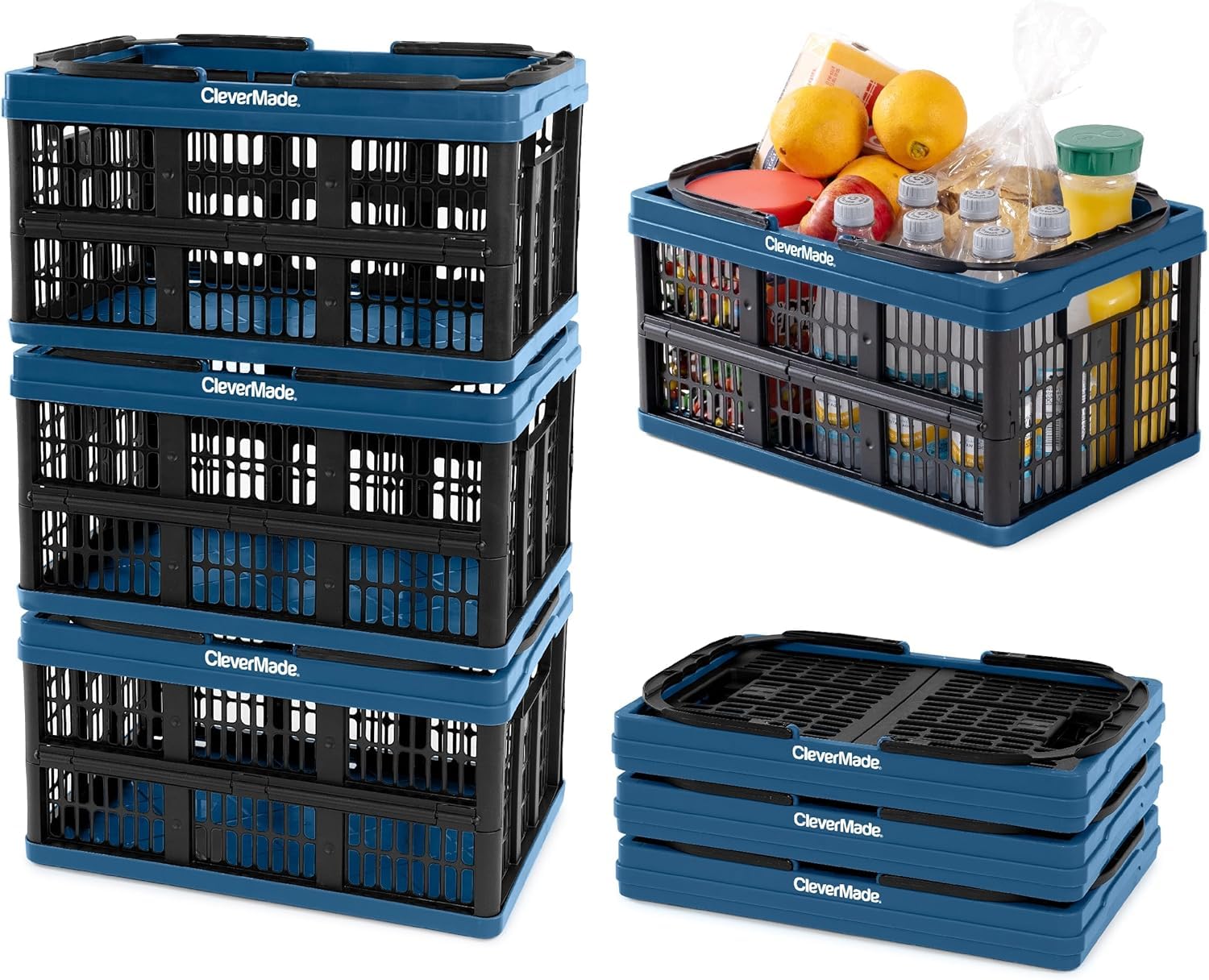 Amazon.com: CleverMade Collapsible Shopping Basket, Ocean, 3PK - 16L (4 ...