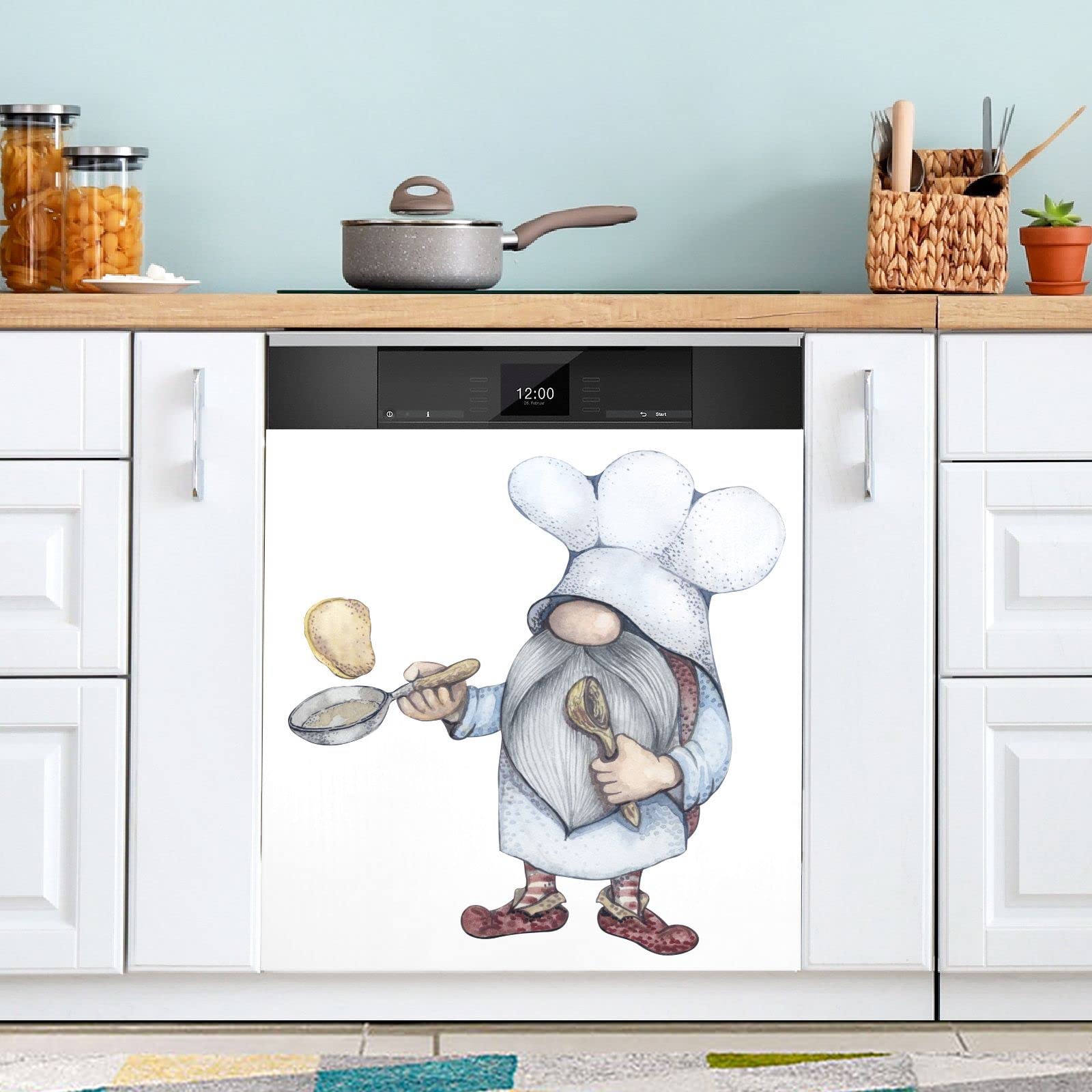 Funny Gnome Baker Dishwasher Magnet Cover Front Door Cute Chef ...