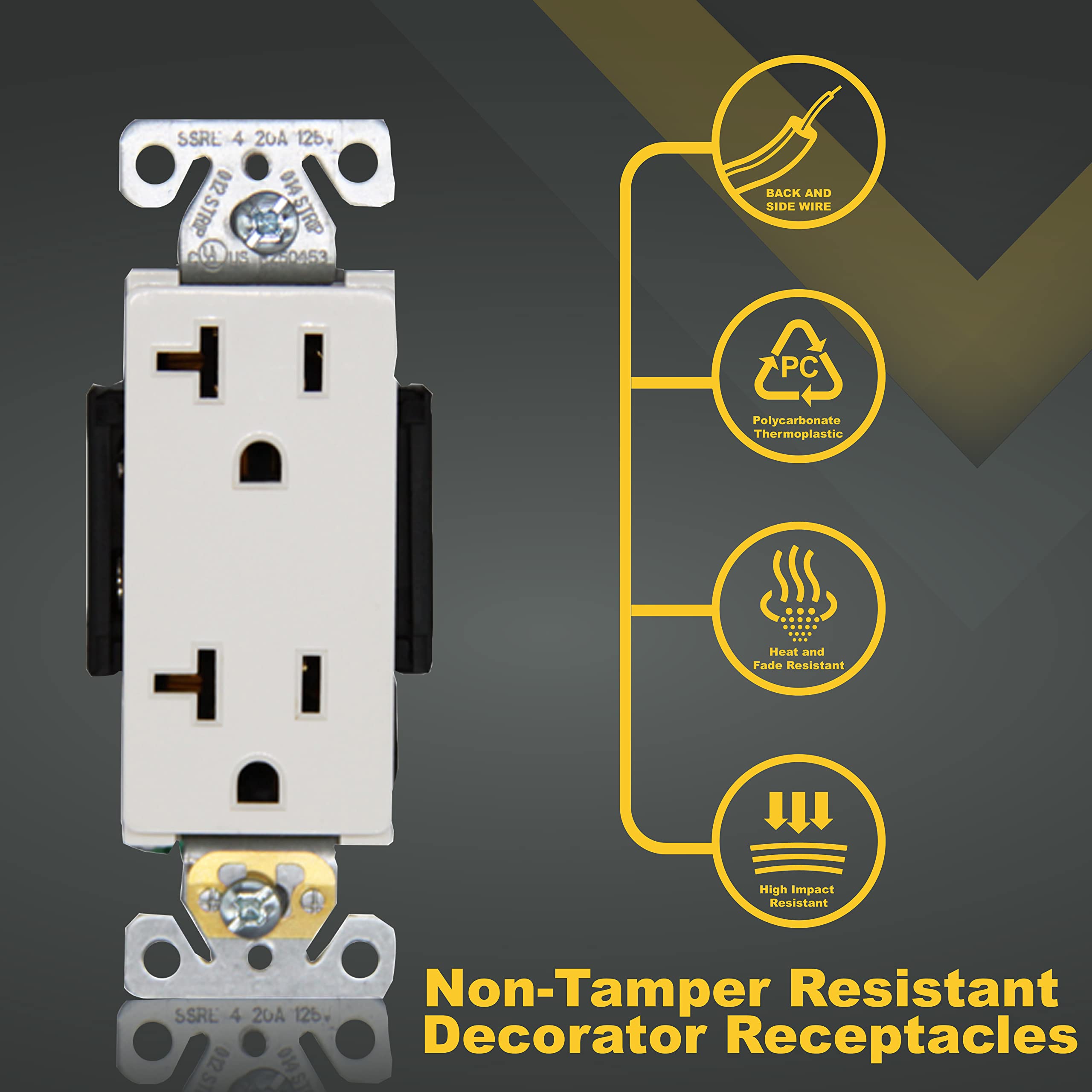 Snapklik.com : 10-Pack Duplex Receptacle Outlet, Non-Tamper-Resistant 3 ...