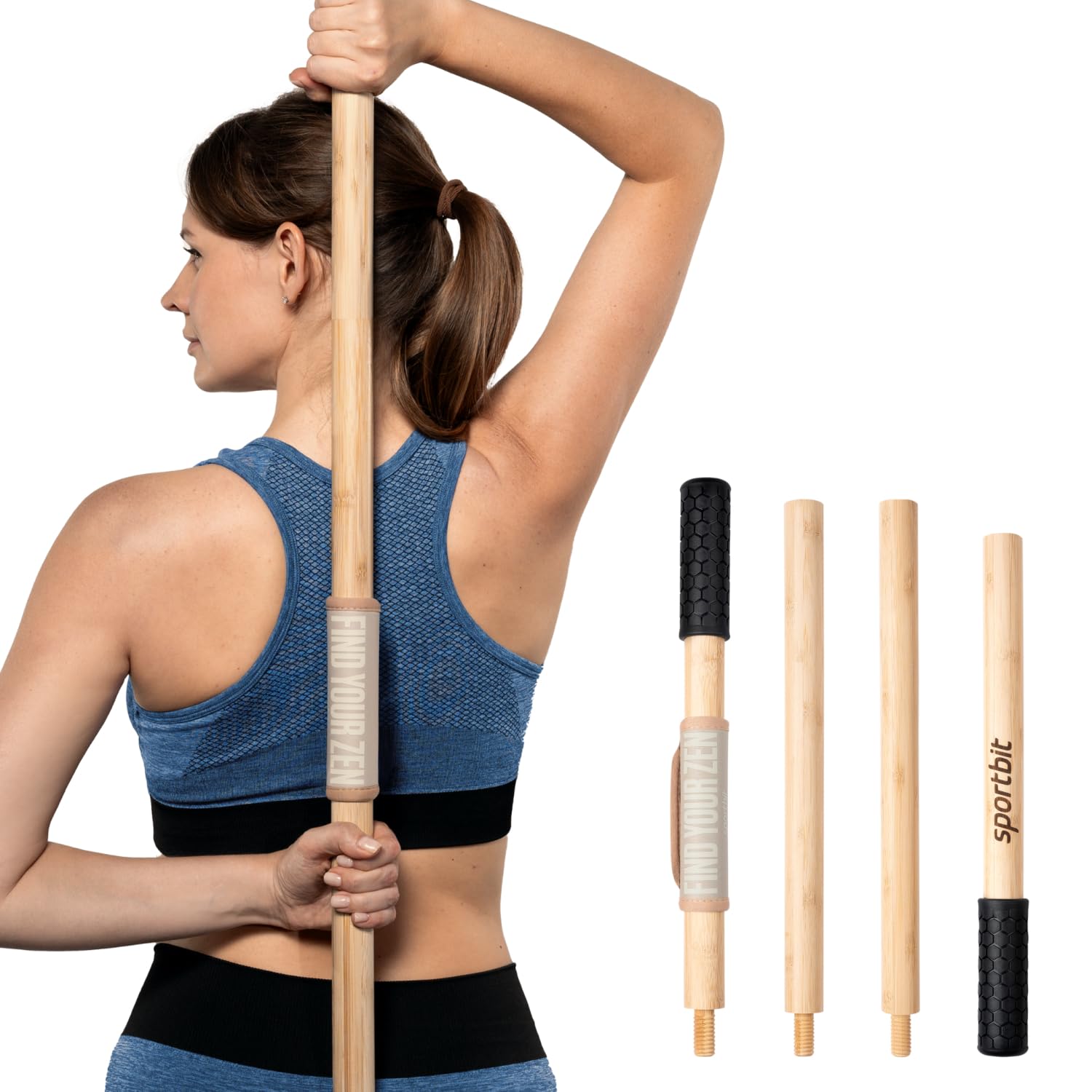 Amazon.com : SportBit Bamboo Yoga Stick with Neck Pillow - Collapsible ...