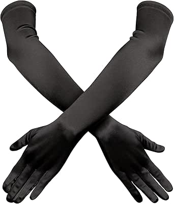 Amazon.com: Garma Long Black Opera Gloves Women Formal, 1920s Satin ...