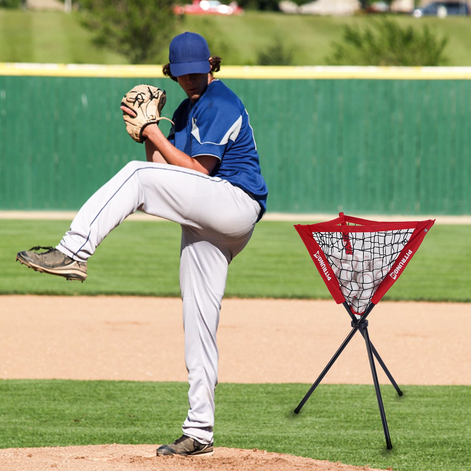 Pitrungo Large Ball Caddy for Baseball Softball Pitching Practice ...