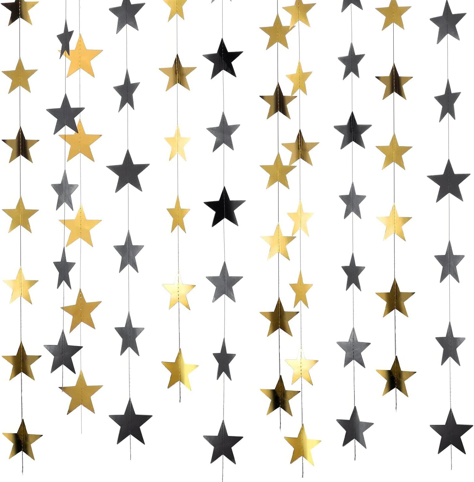 Amazon.com: LOLStar 2 Pack Black and Gold Glitter Stars Birthday ...