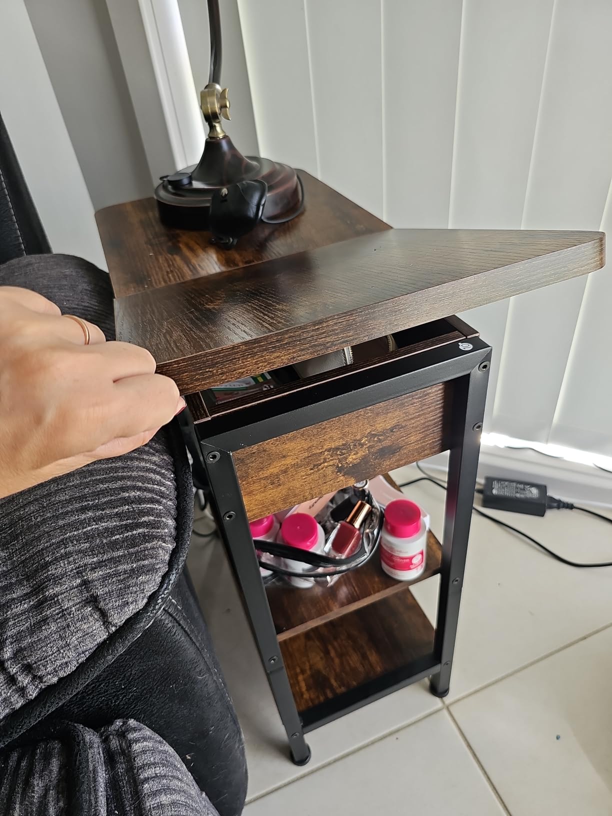 Side Table with Charging Station（Upgraded）, End Table with USB Ports ...