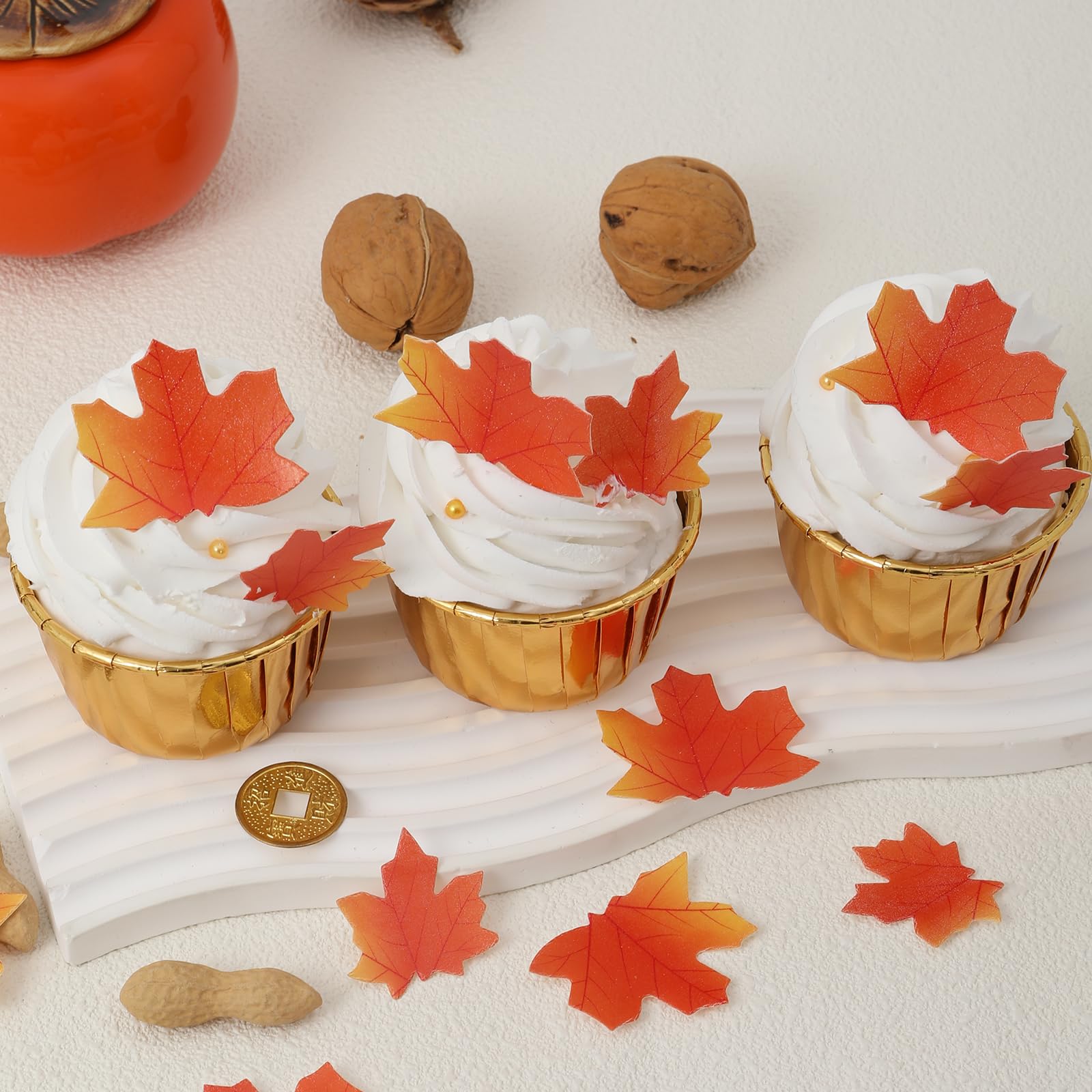 Snapklik.com : 74 PCS Edible Fall Leaves For Cake Decorations Wafer ...
