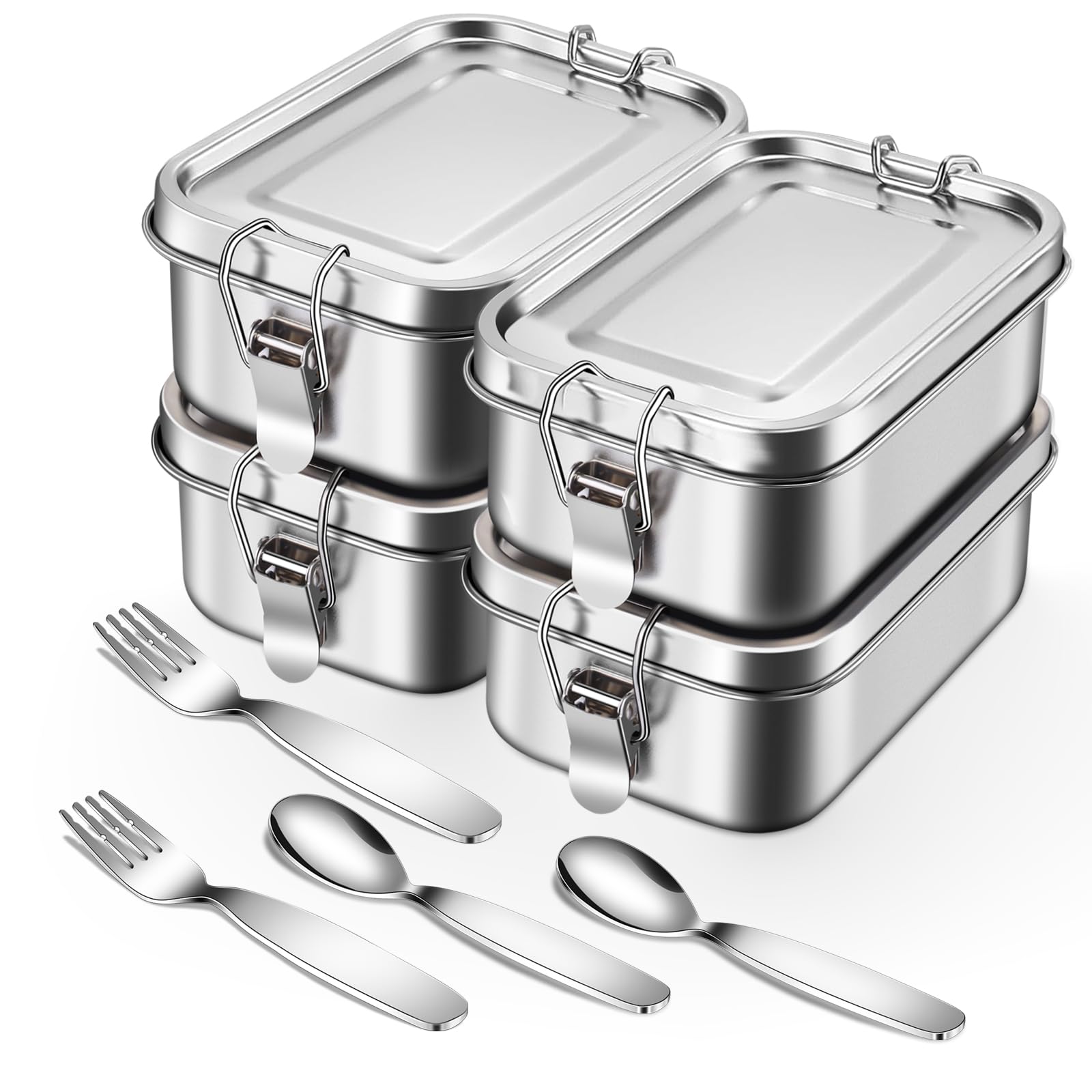 Buy Dualshine 4 Pack Stainless Steel Bento Box 550ml Stainless Steel ...
