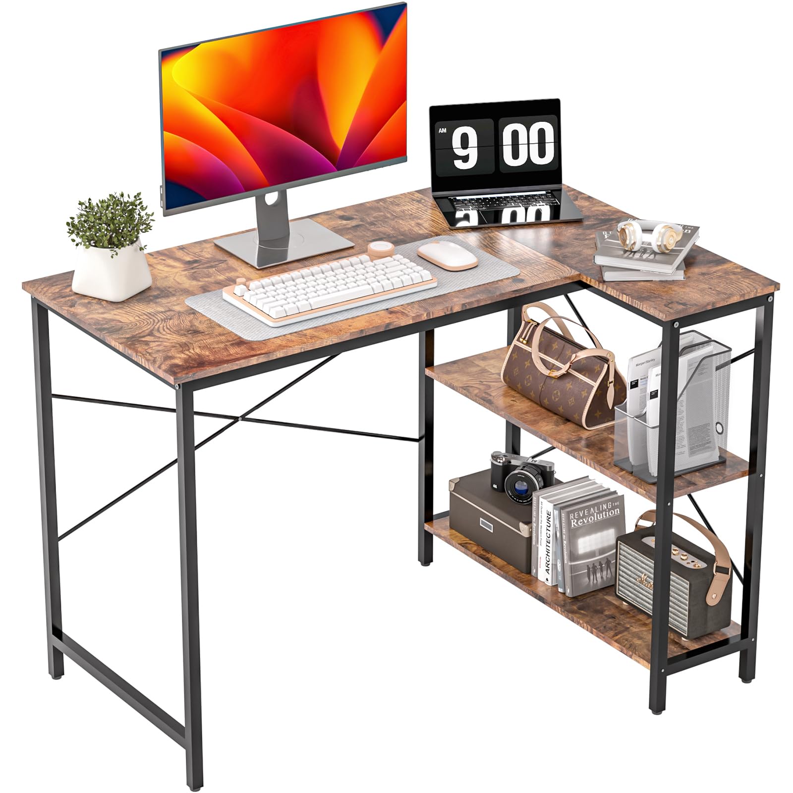 Amazon.com: WASAGUN Small Computer Desk,40 Inch L Shaped Desk with ...