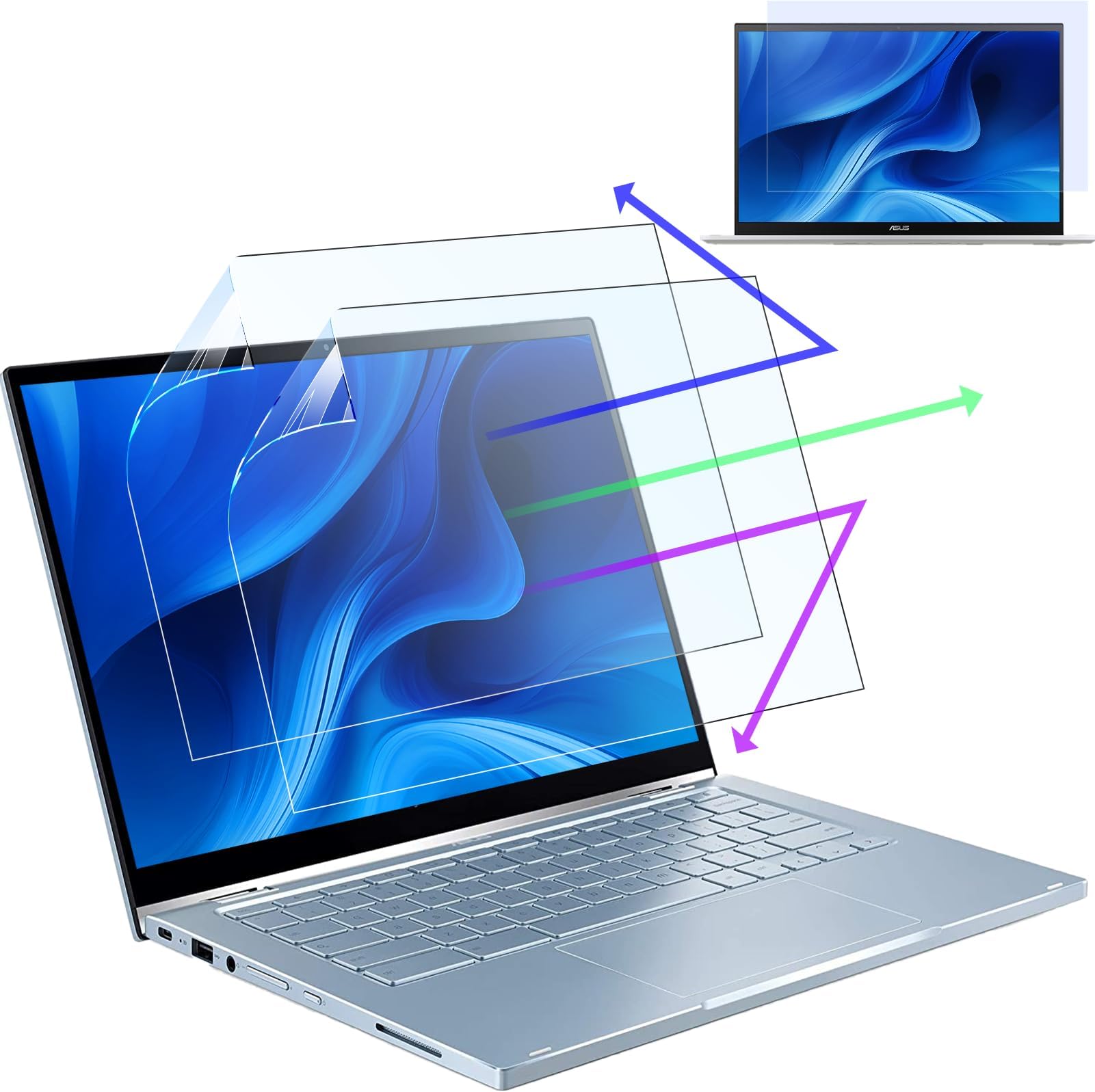2 Pcs 16 Inch Anti Blue Light Screen Protector Compatible With Lenovo ...