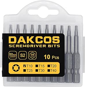 DAKCOS 10-Piece T10 Torx Bit Set, Premium S2 Alloy Steel 2-inch Long ...