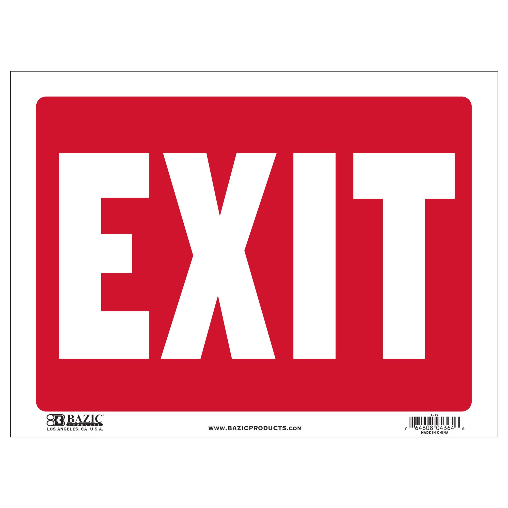 Amazon.com : BAZIC Exit Sign 12"x16", Vinyl Plastic Signs, Waterproof ...