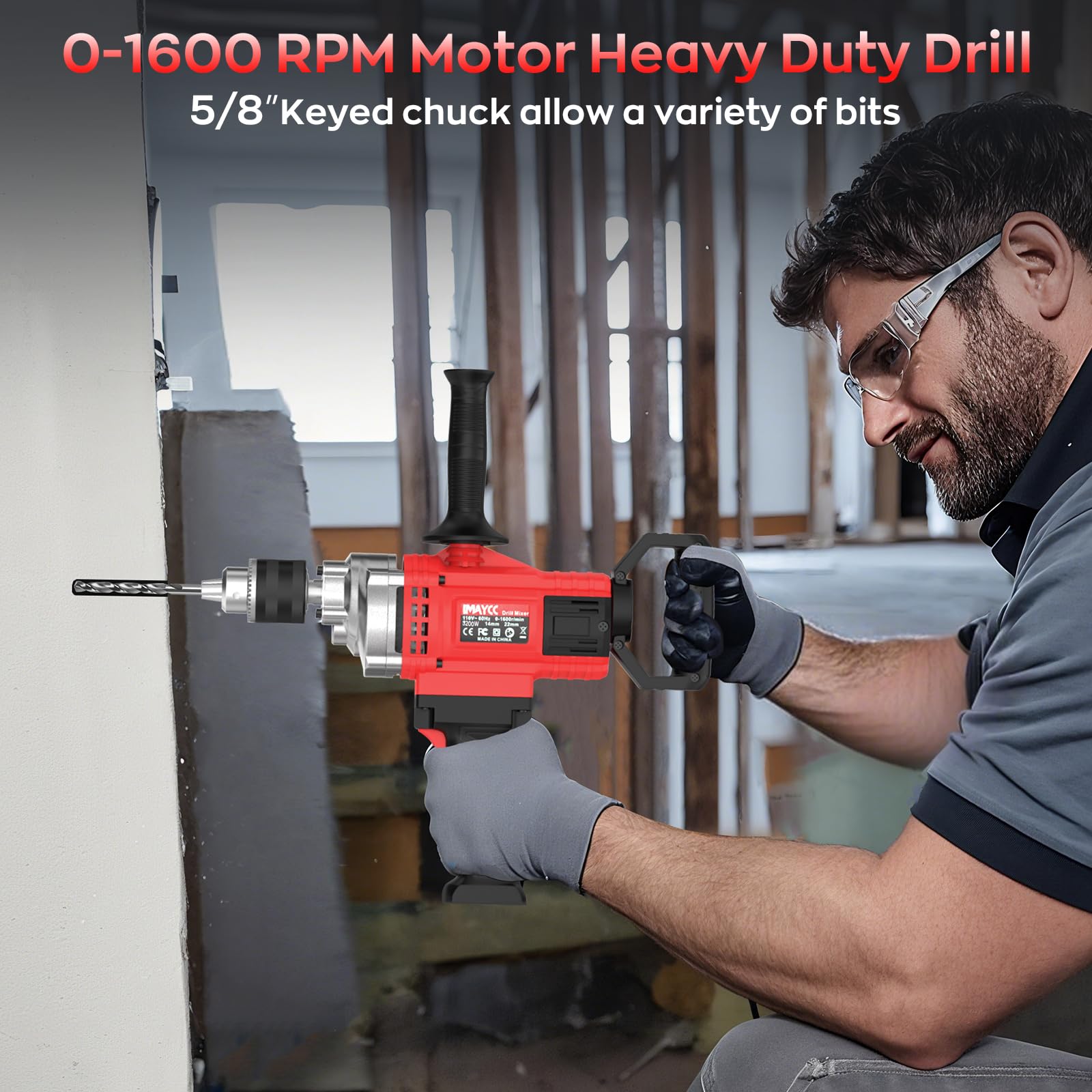 Snapklik.com : Drill Mixer,3200W 20A Concrete Mixer For Drill, 110V ...