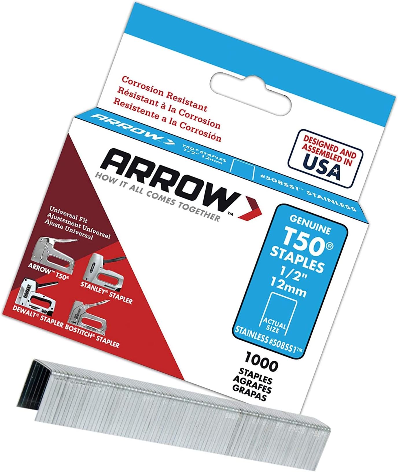 Amazon.com: Arrow Fastener 508M1 1/2" T50 Monel Staples : Office Products