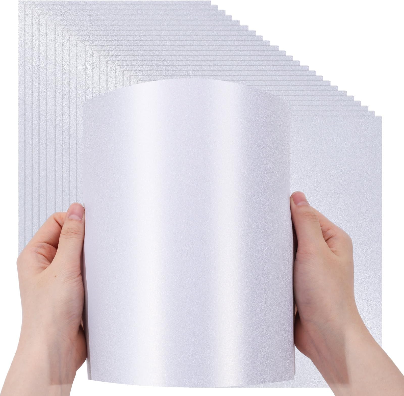 Amazon.com : MCPINKY 100 Sheets White Shimmer Cardstock, A4 Glitter ...