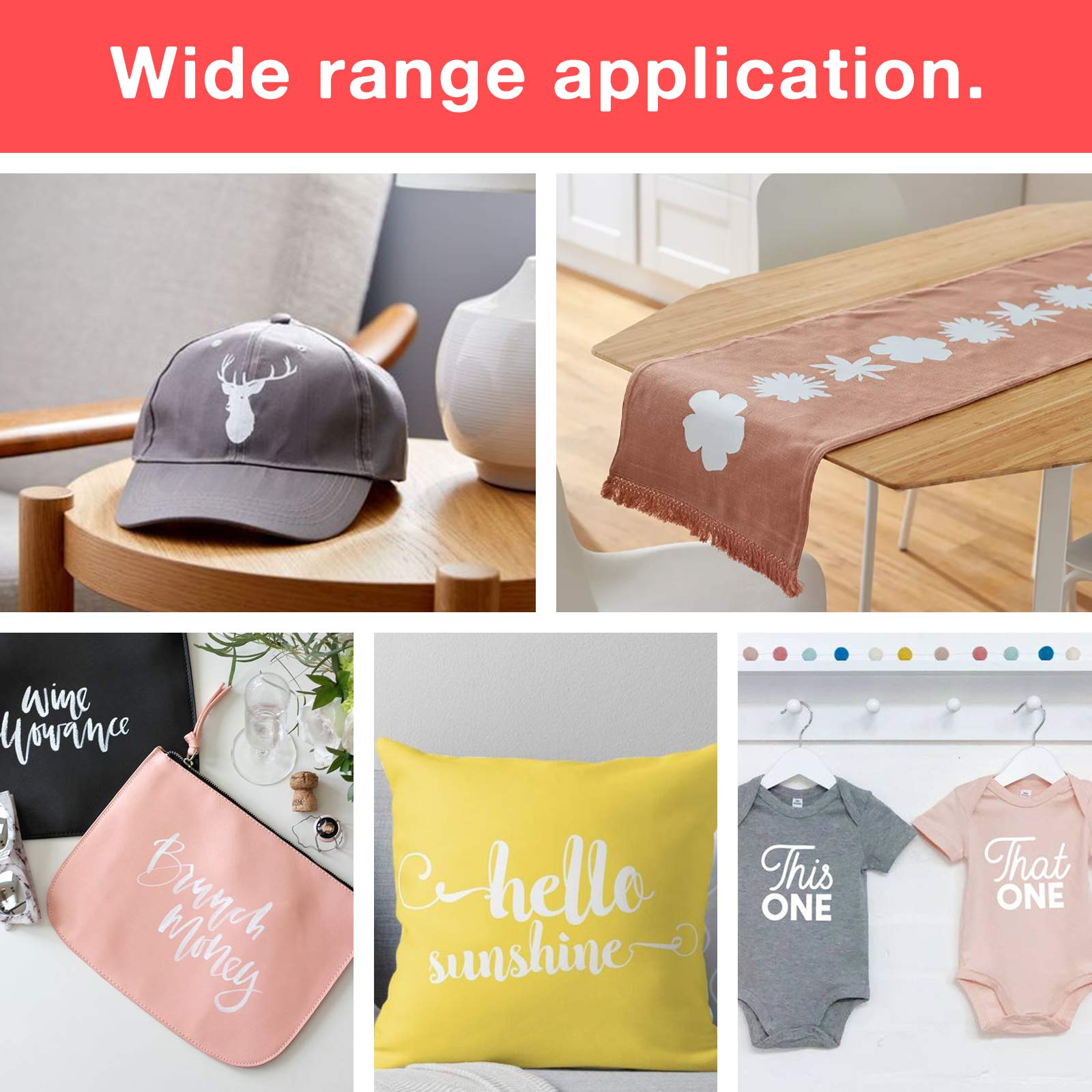 Snapklik.com : HTVRONT White Heat Transfer Vinyl HTV Roll 12" X 50FT