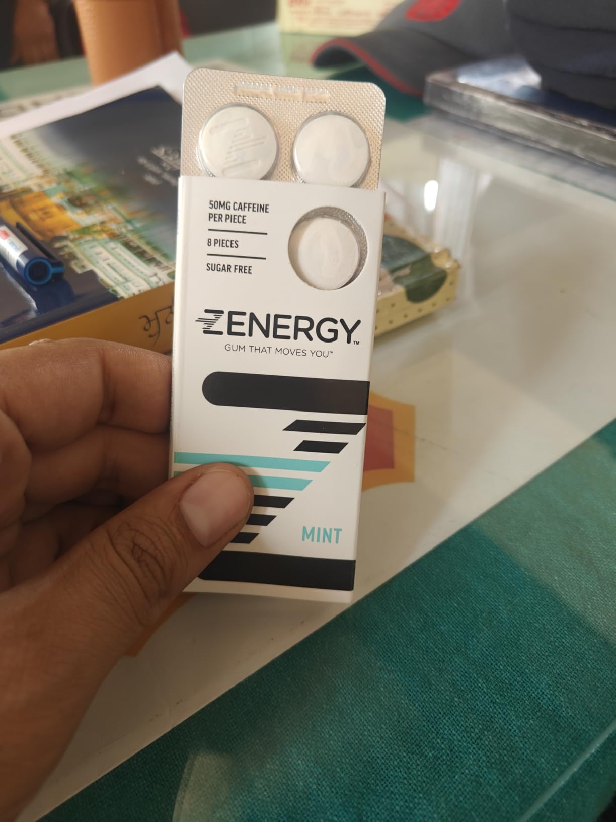 ZENERGY Energy Gum - Mint Flavor | 50mg Caffeine + 35% B6 and 45% B12 ...