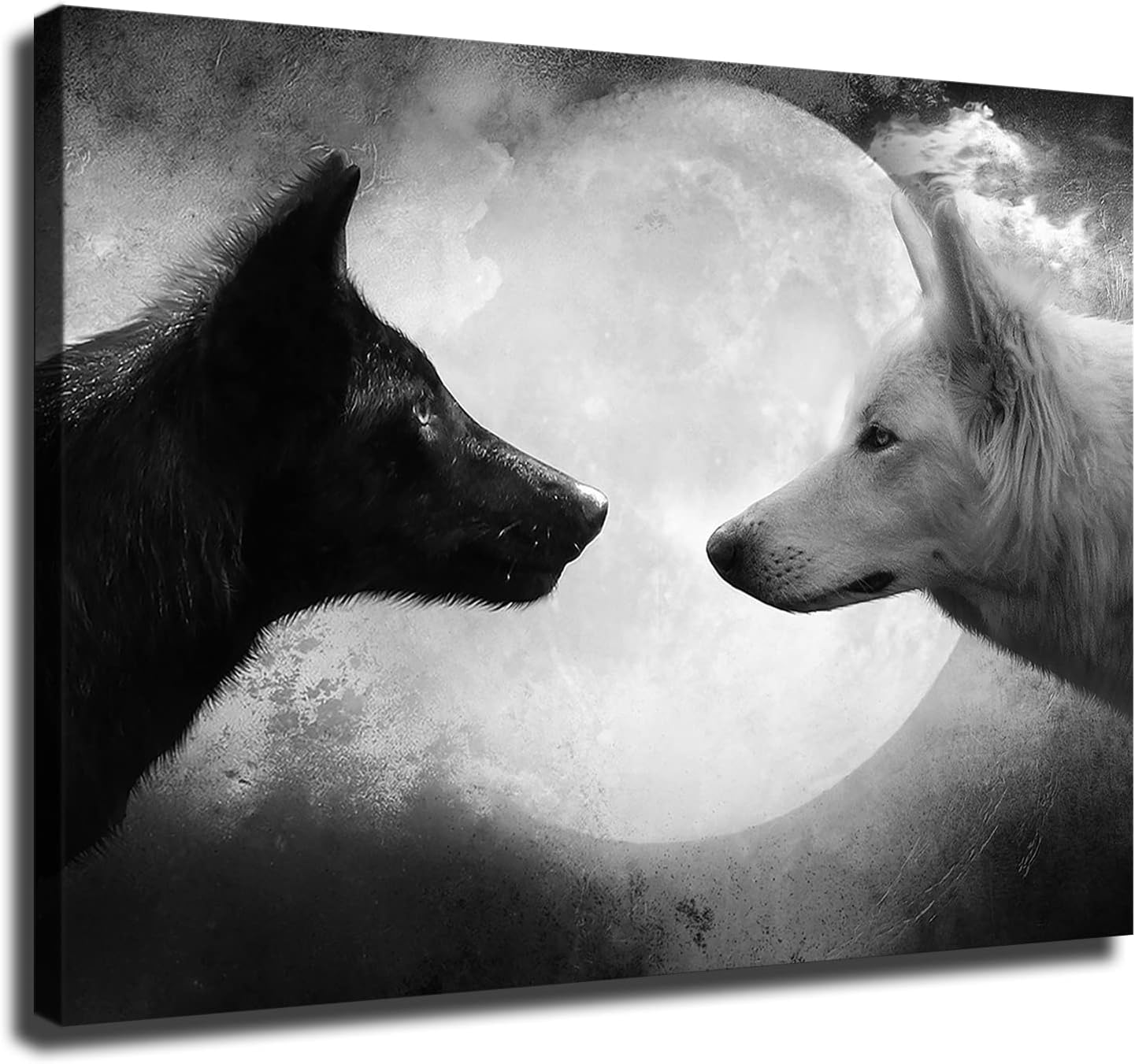 Amazon.com: Black Wolf and White Wolf - Wildlife Poster Art Poster ...
