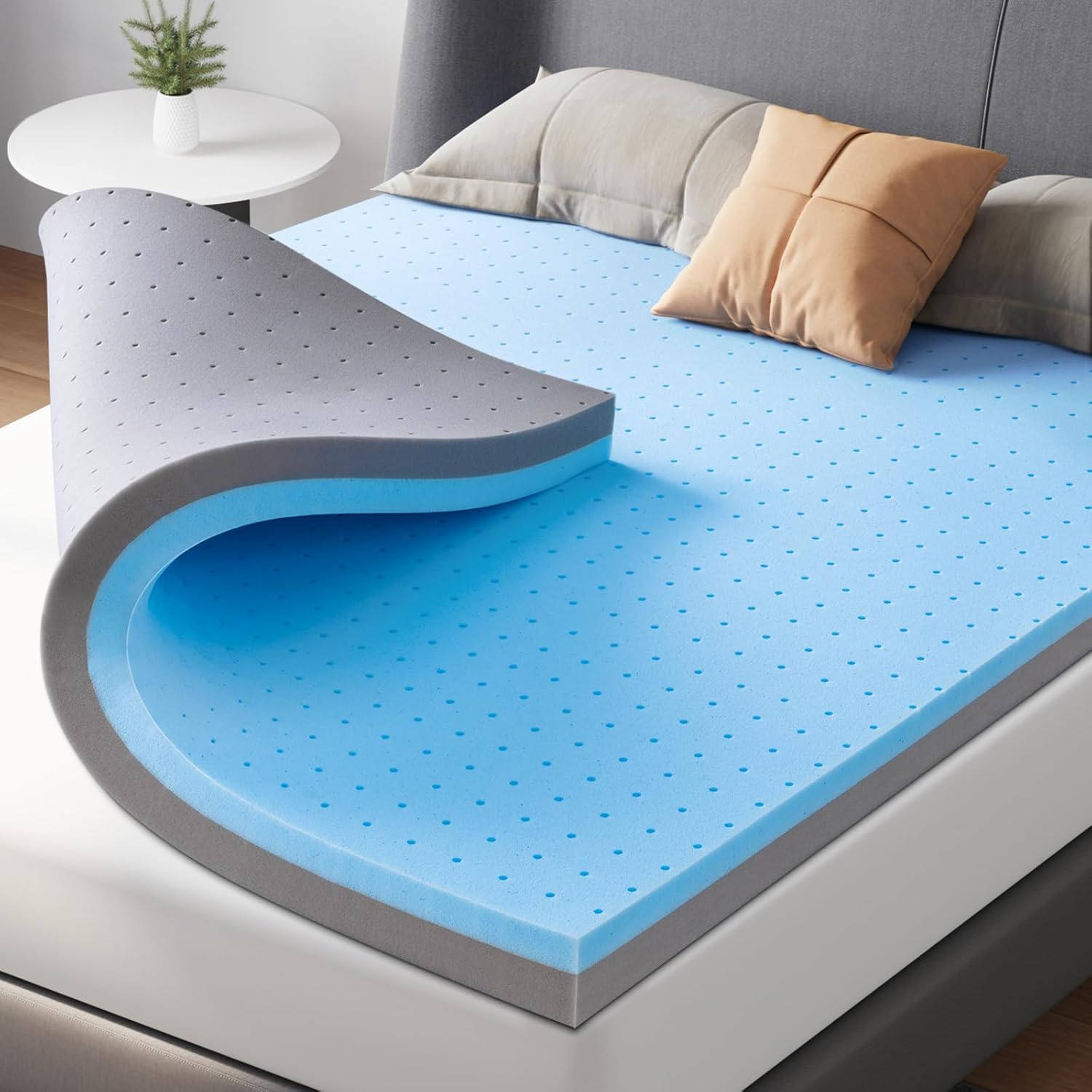 VISCOFLEX 3 Inch Mattress Topper Queen, Gel Memory Foam Mattress Topper ...