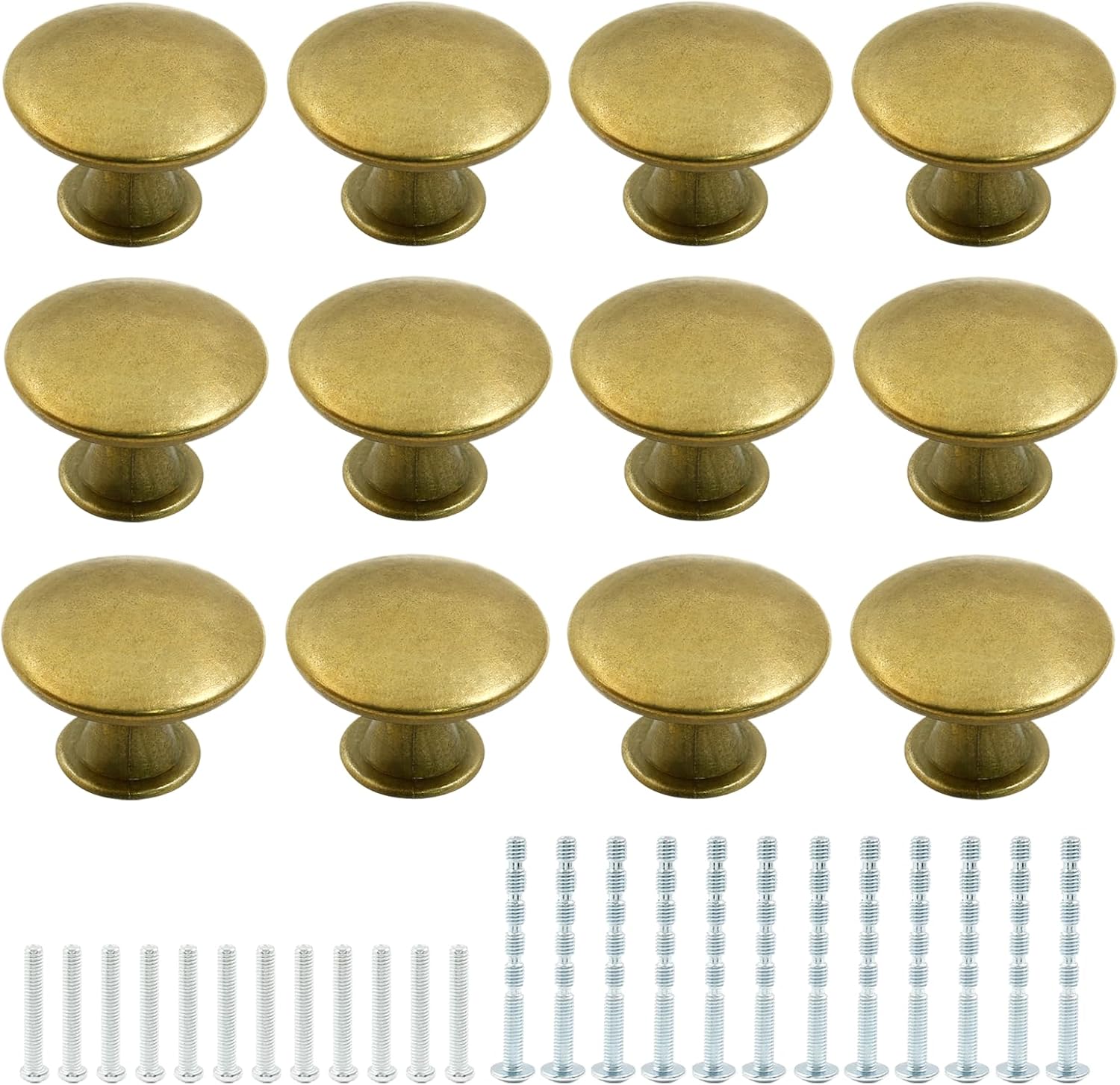 Jiozermi 12 Packs Solid Round Kitchen Cabinet Knobs, 1.18 Inch Diameter Zinc Alloy Pulls, Yellow ...