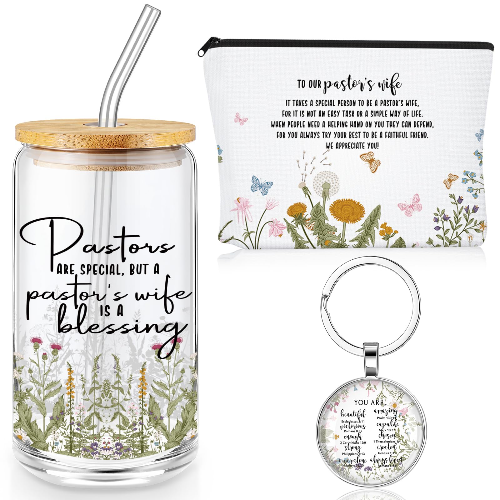 Amazon.com | Zhehao Pastor's Wife Appreciation Gifts 16 oz Glass Cup ...