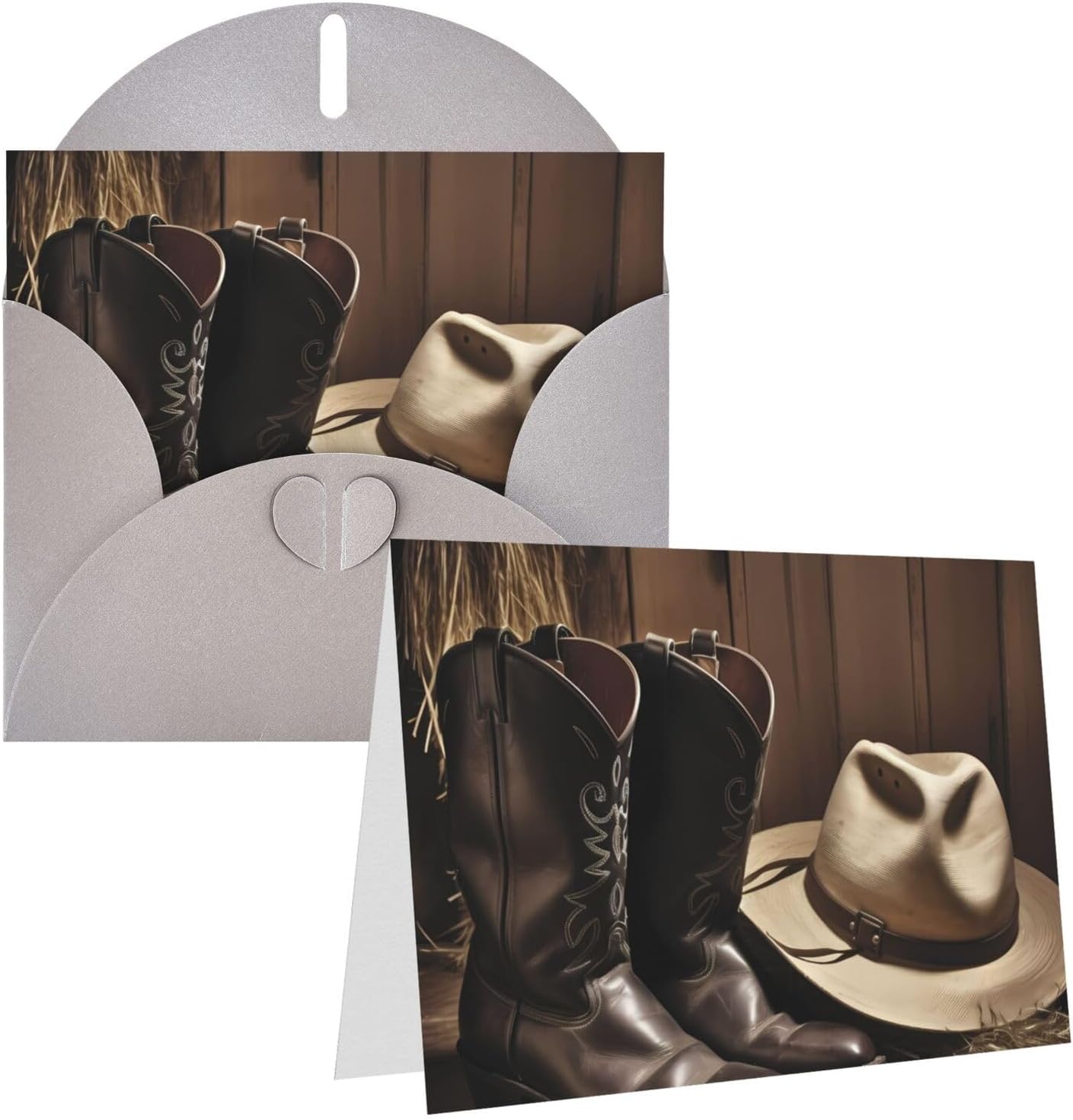 Amazon.com : STVYUKL Cowboy Black Hat Western Boots Blank Greetings ...