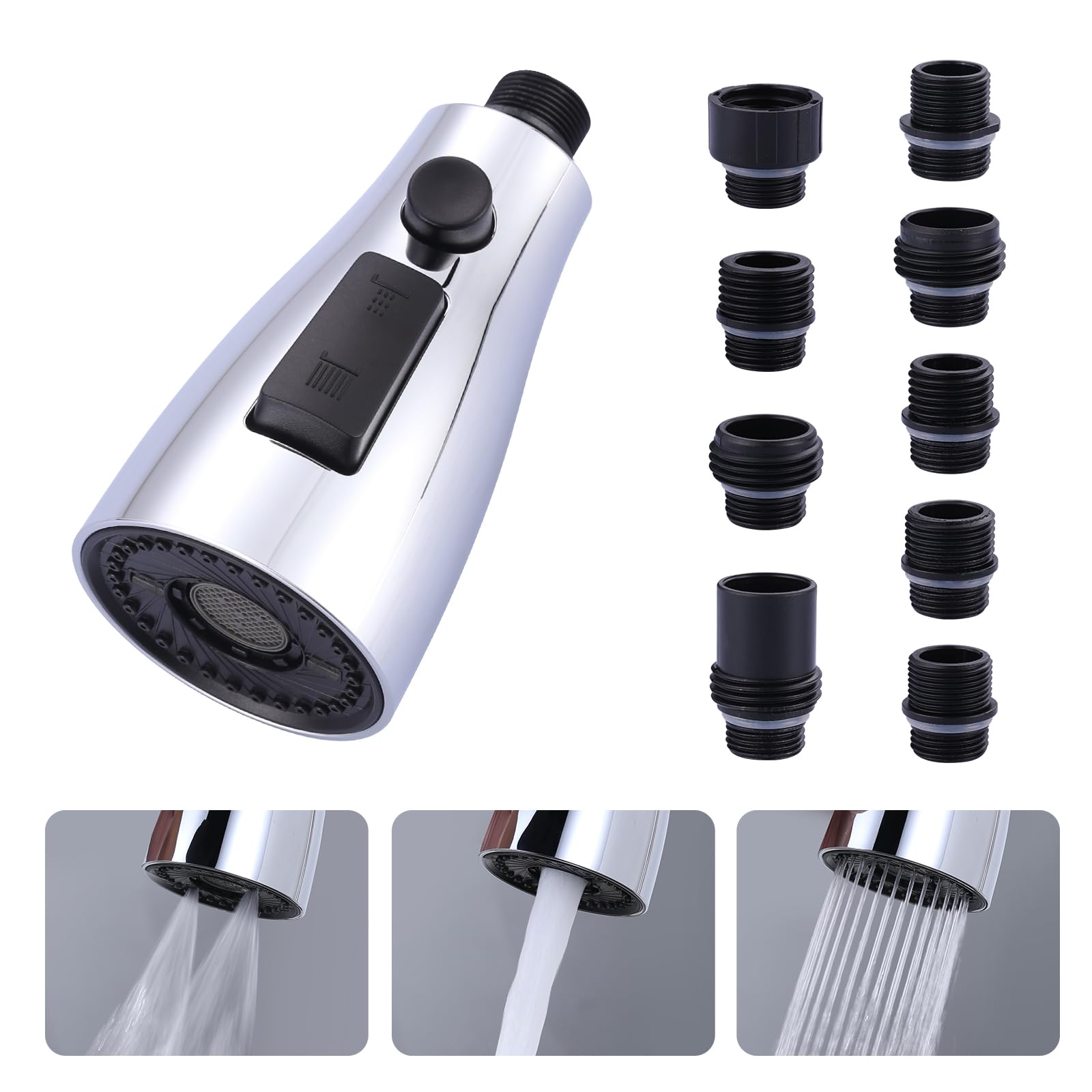 Amazon.com: ARCORA Kitchen Faucet Spray Head Chrome, 3-Function Kitchen ...