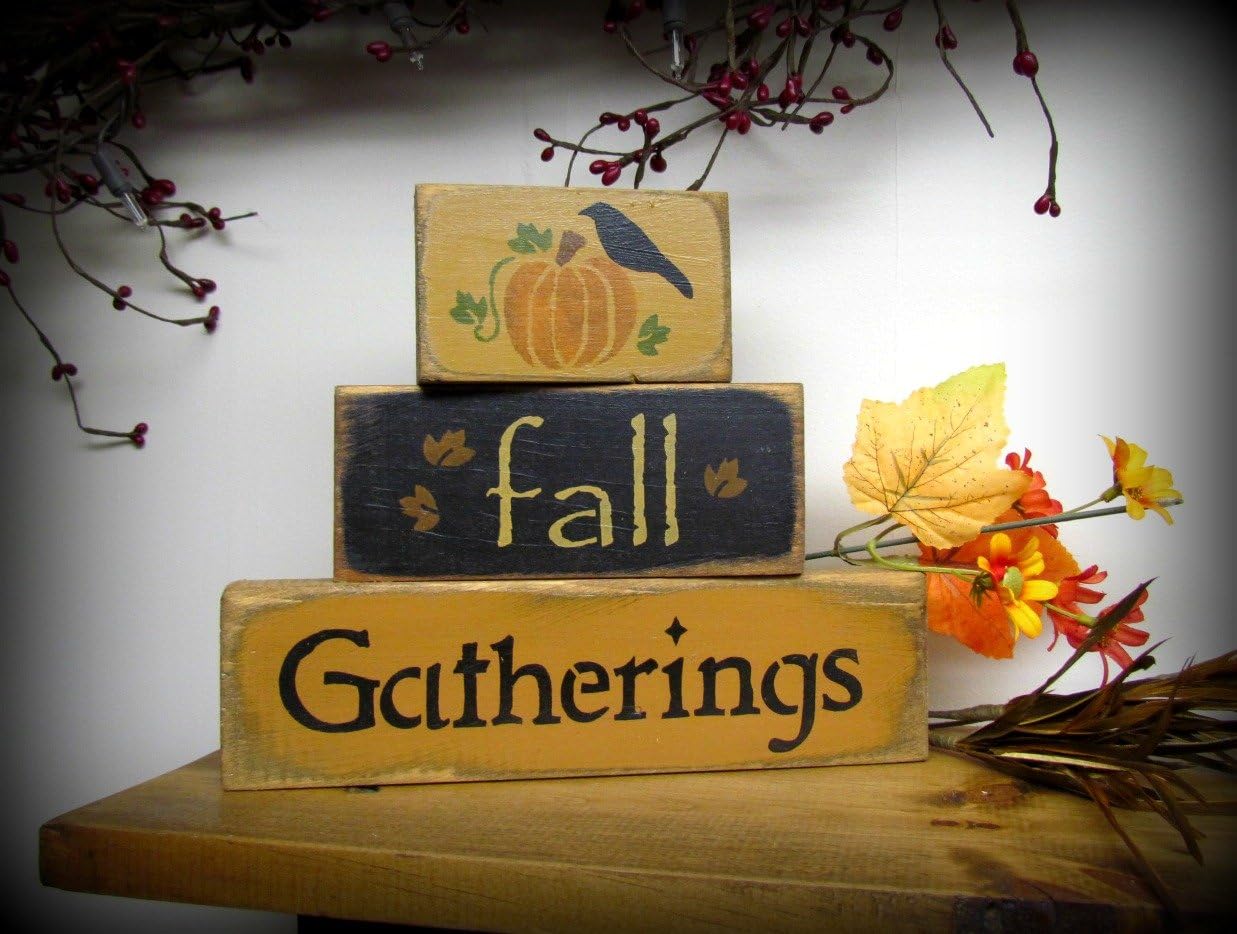 Amazon.com: Wood Signs Set of 3 Stackable/Fall Gatherings : Home & Kitchen