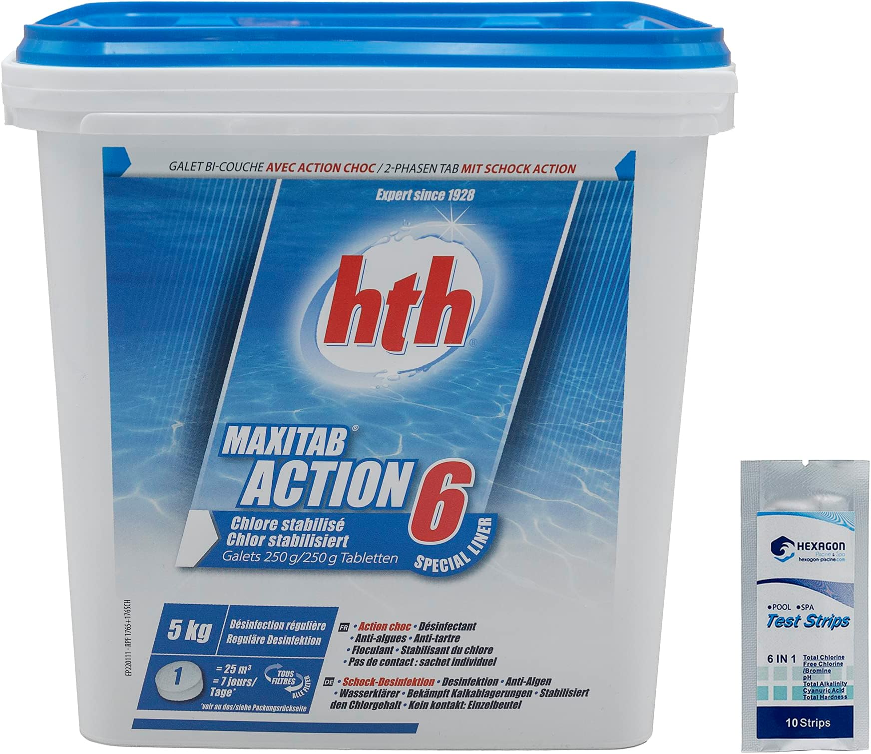 Hth - Chlore galets HTH 5Kg Maxitab 200g 5 fonctions : Amazon.fr: Jardin