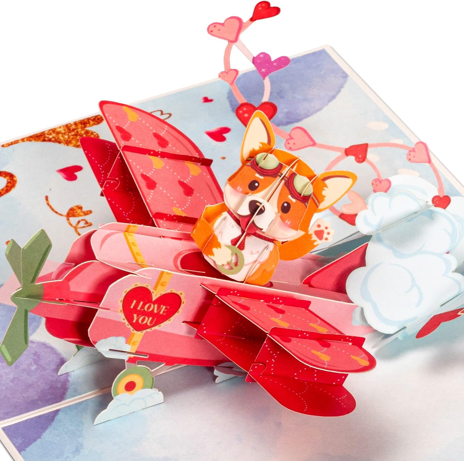 Amazon.com : Paper Love Frndly 3D Dog Biplane Pop Up Card, Handcrafted ...